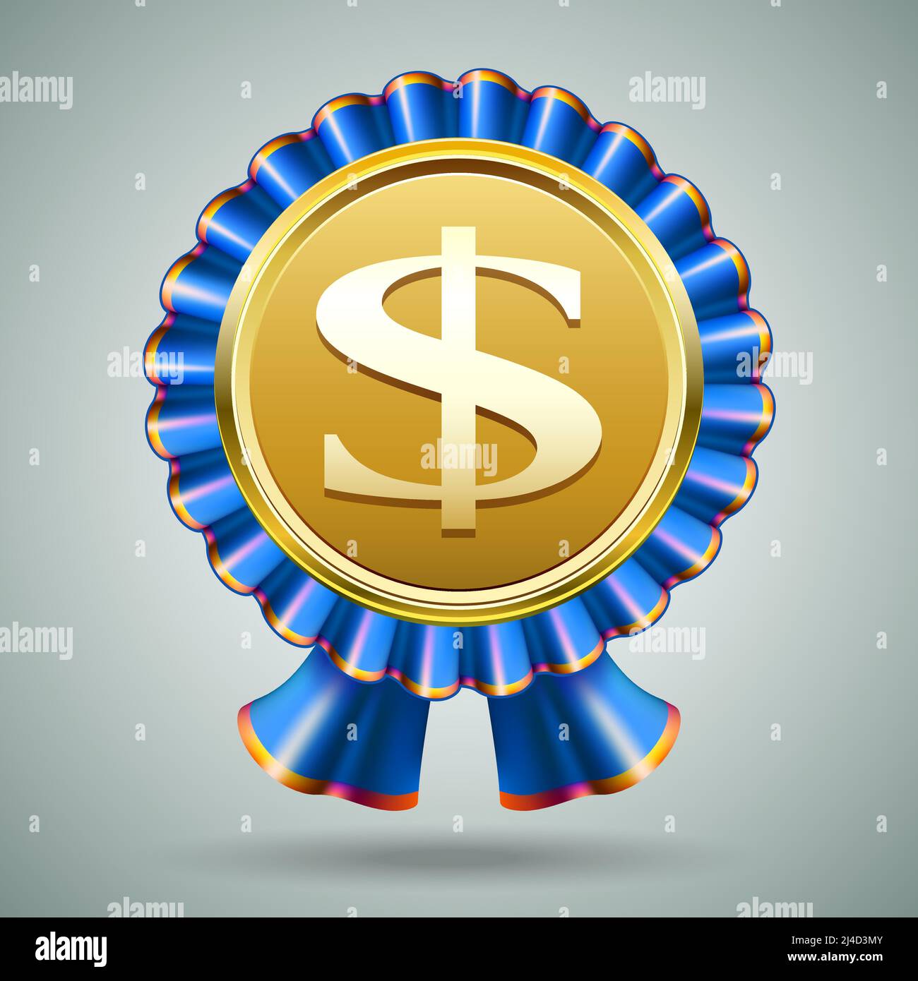 Vector badge with a dollar sign embossed on a metallic gold medallion ...