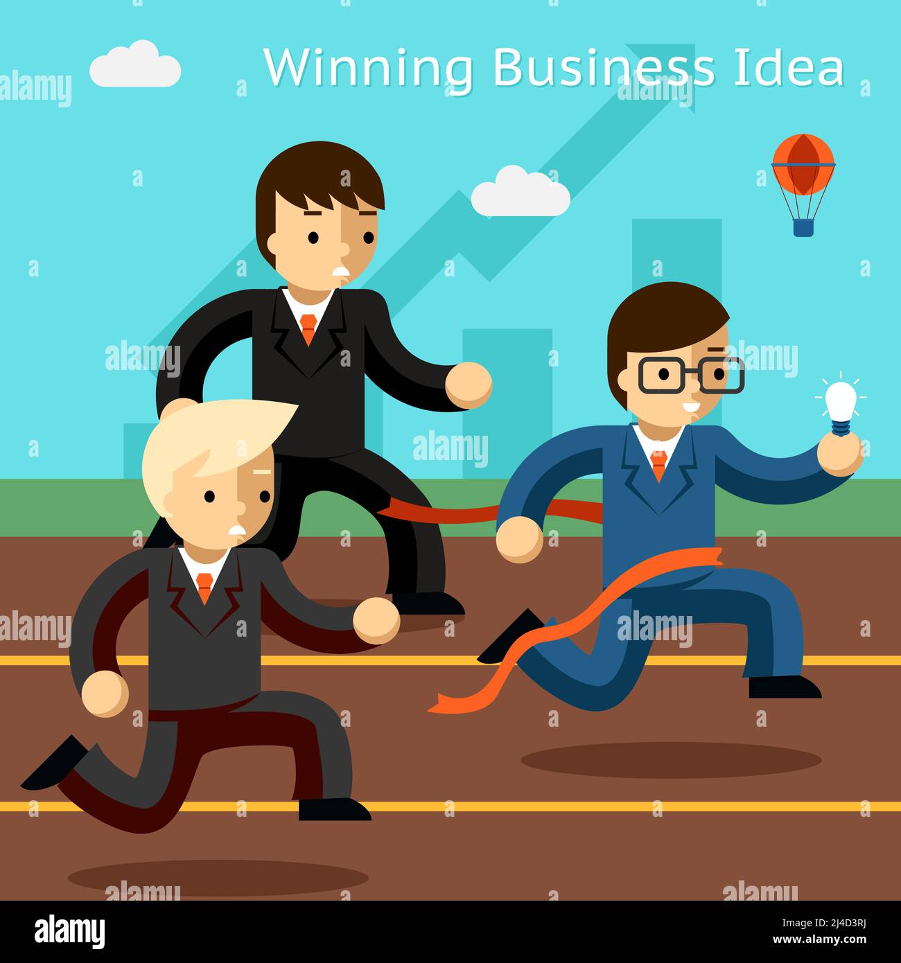 Winning business idea. Success in innovation running. Win leadership ...