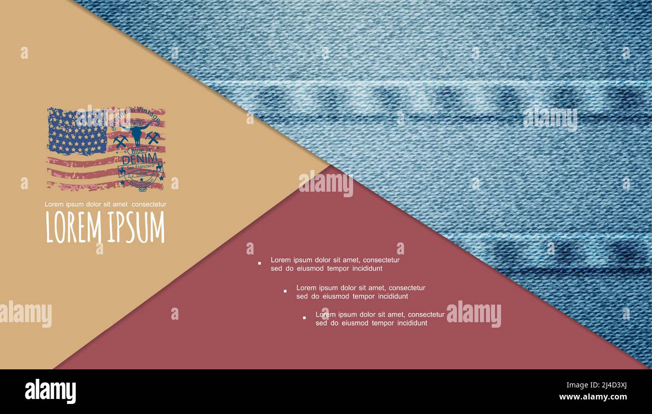 Colorful traditional jeans texture composition with blue denim abstract ...