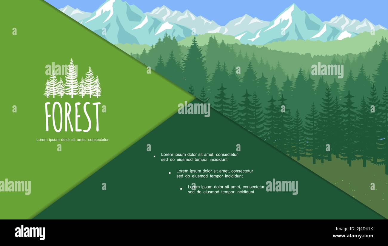 Colorful summer forest composition with trees and mountains scenery in ...