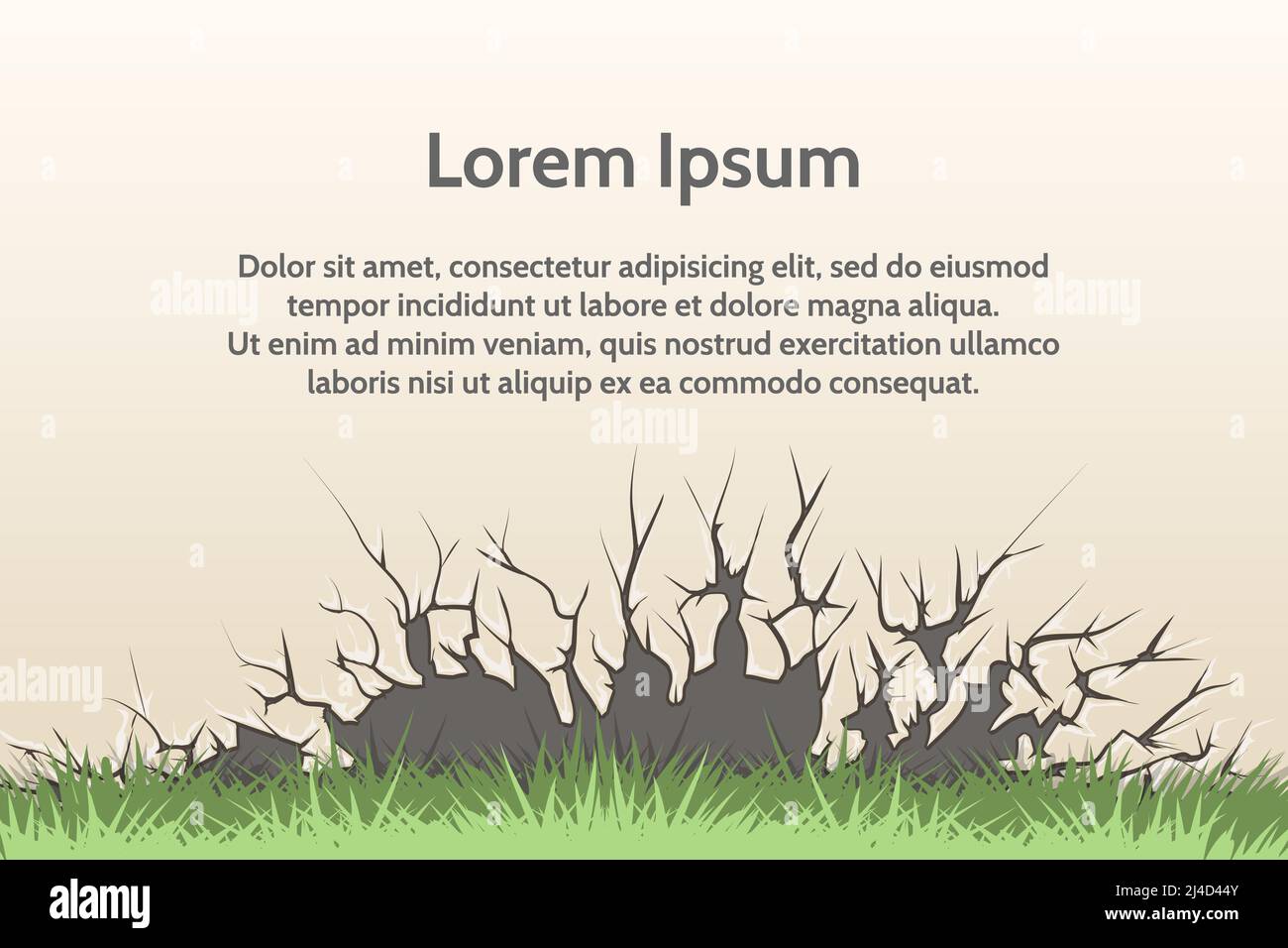 Vector old cracked wall background with sample text. Surface crack wall ...