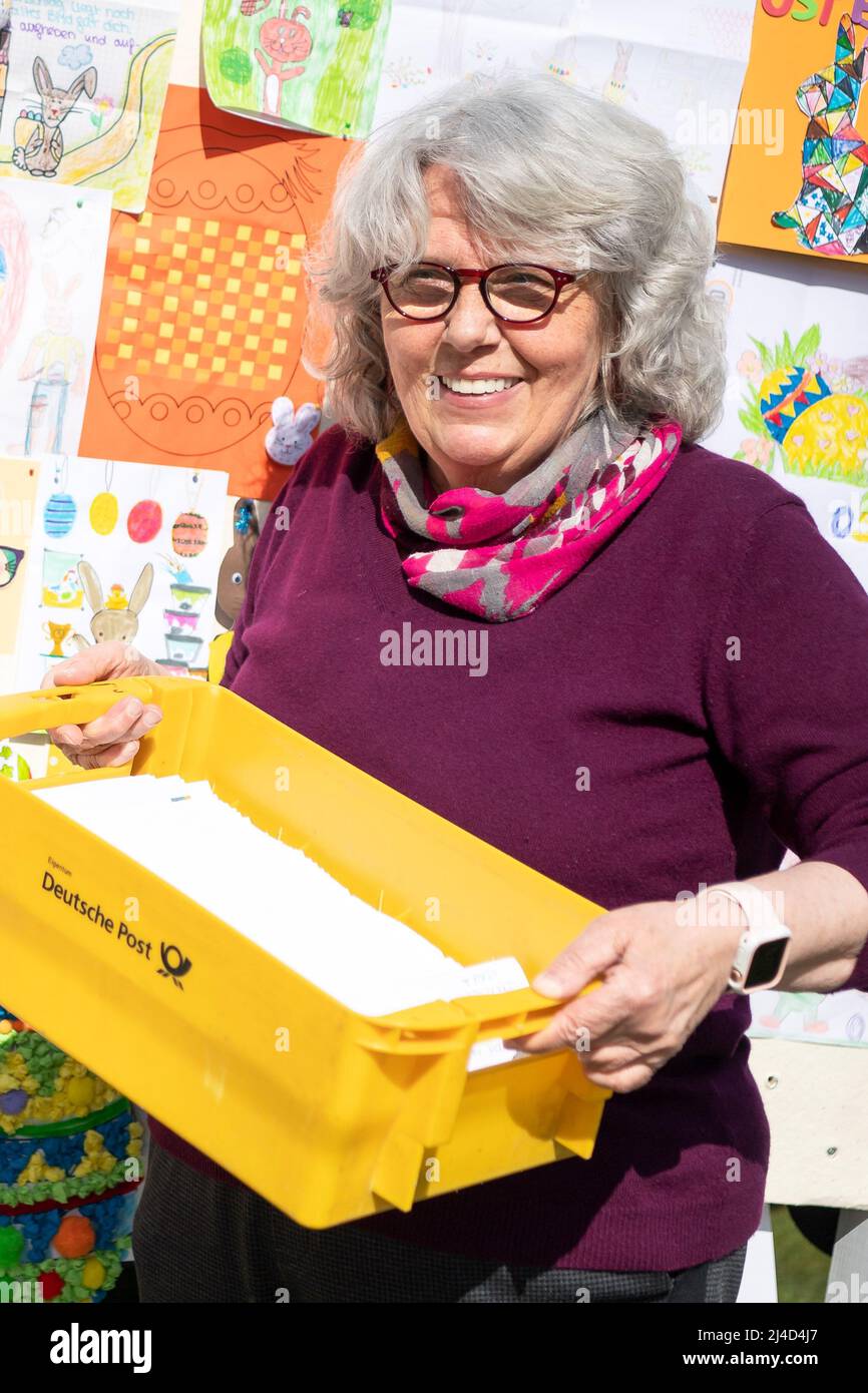 Ostereistedt, Germany. 14th Apr, 2022. Doris Kröger, head of the Easter ...