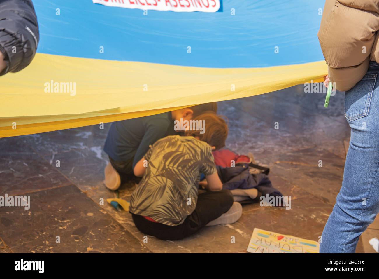 Ukrainian protest on the square in Spain Stock Photo - Alamy