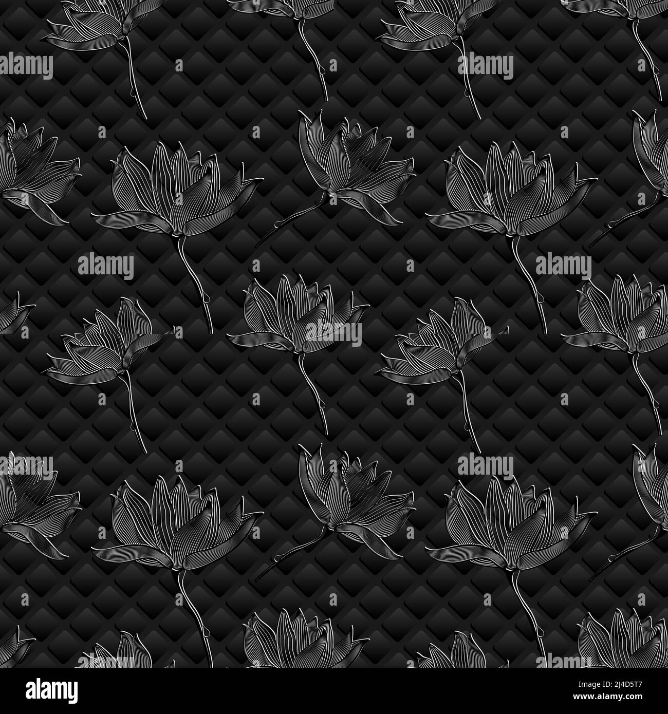 Vector Floral background. Graphic flowers on black Stock Vector Image ...