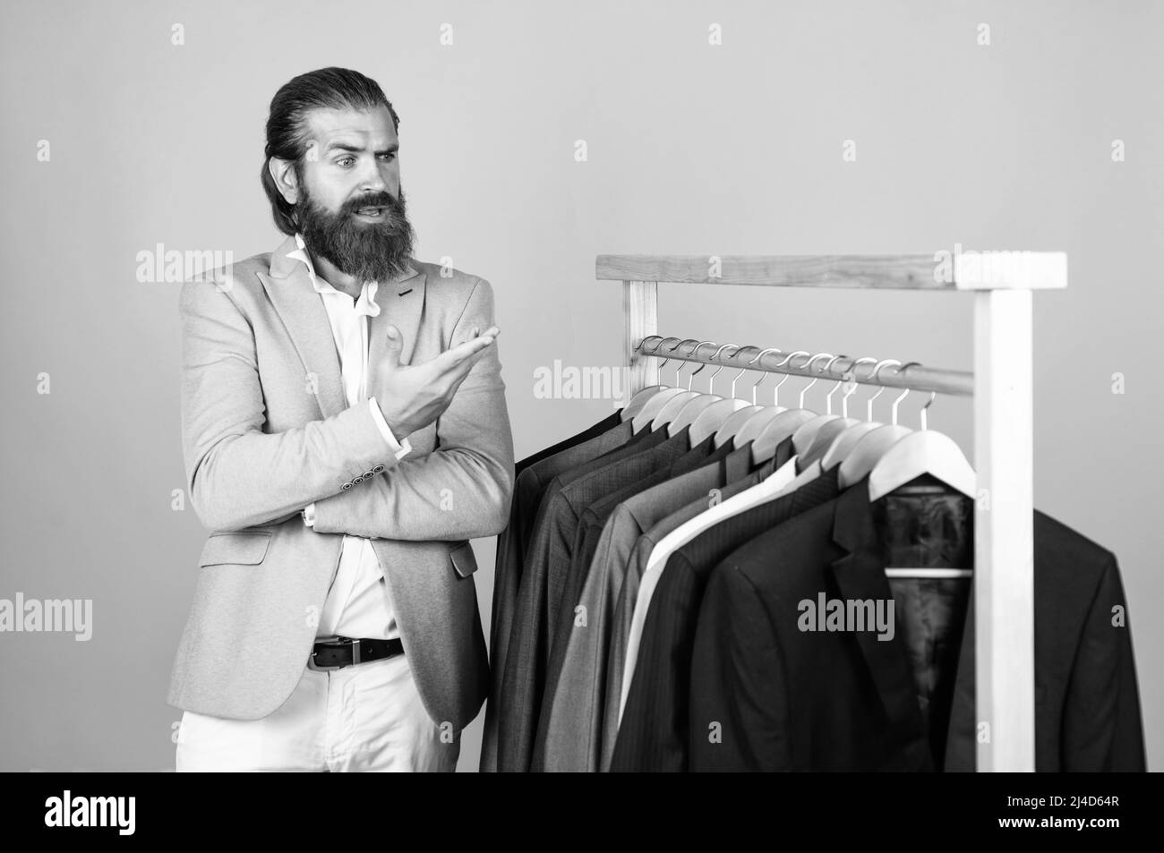 Mens wardrobe bearded man Black and White Stock Photos & Images - Alamy