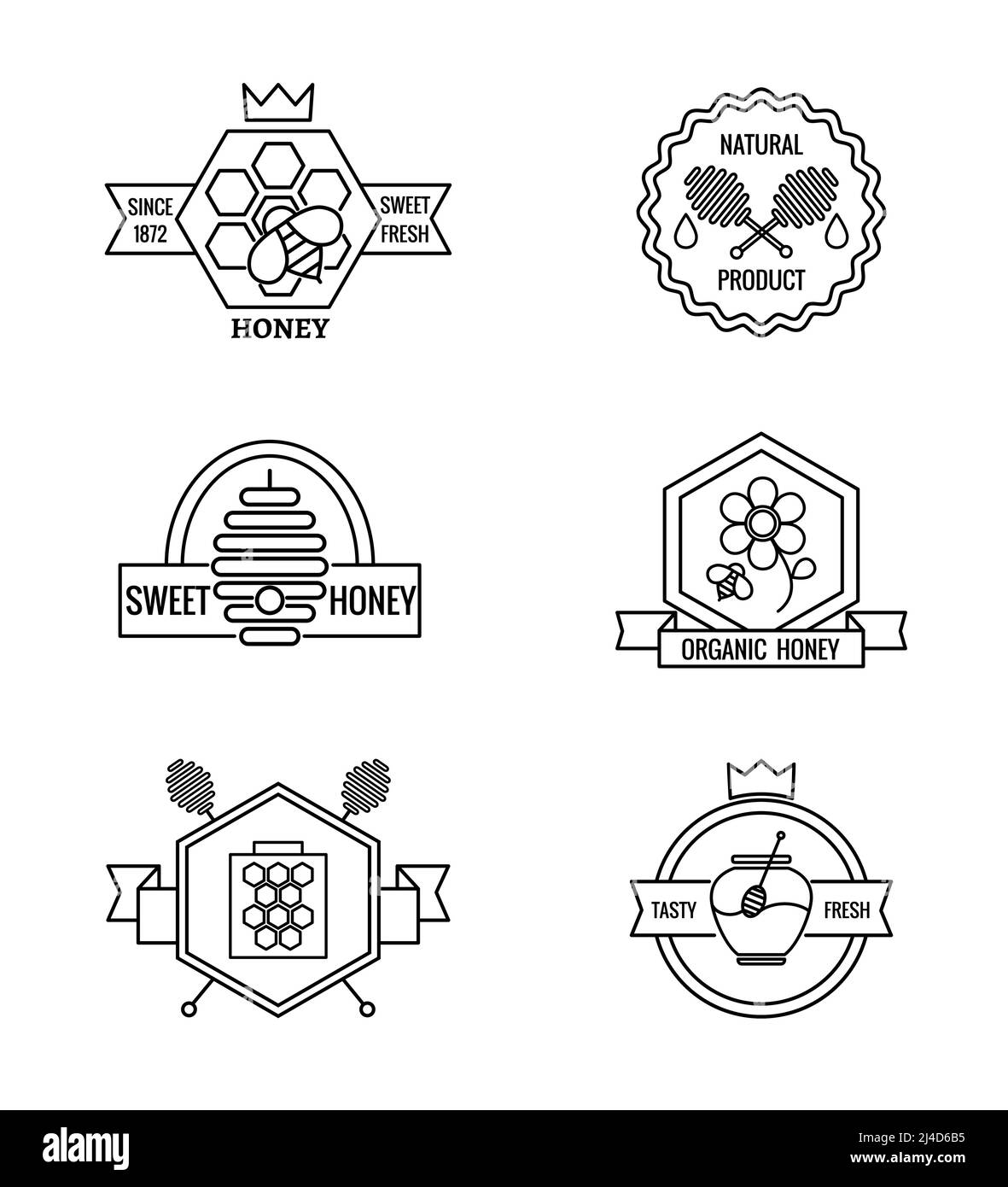 Beekeeping and apiculture vector badges, labels and logo. Food sweet ...