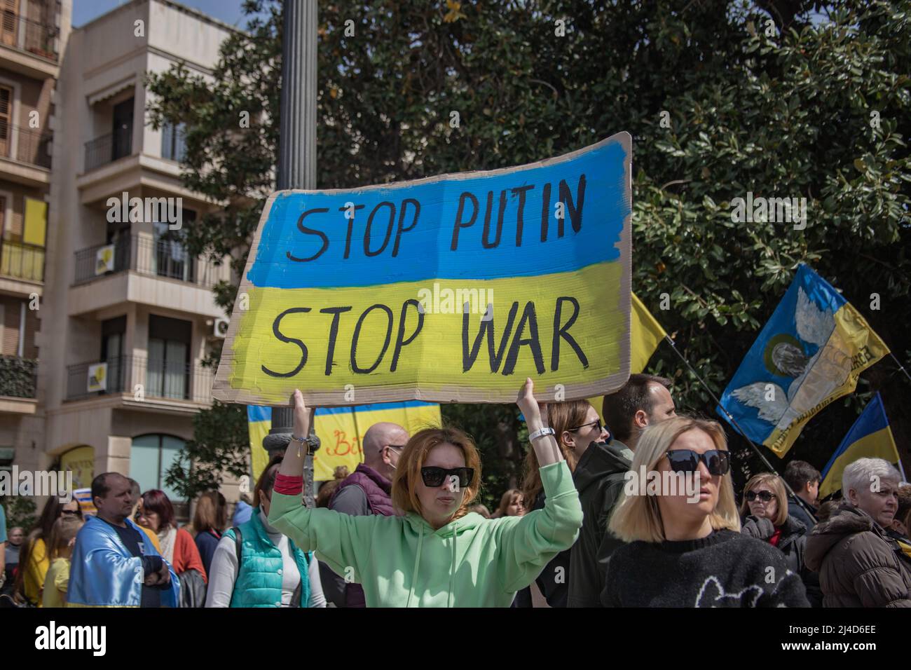 Ukrainian protest on the square in Spain Stock Photo - Alamy