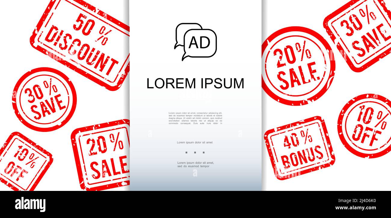 Advertisement and promotion template with red round and rectangular ...