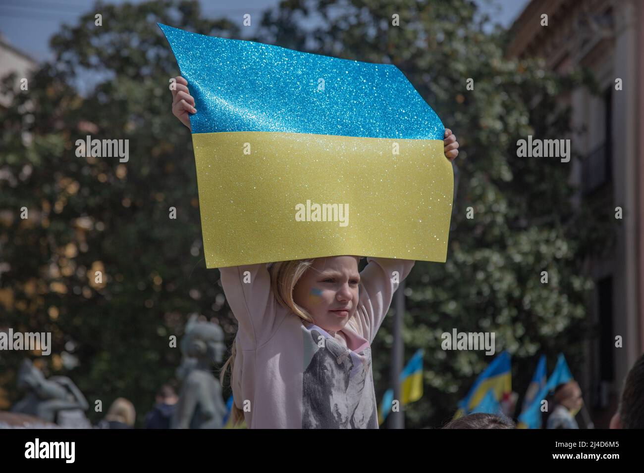 Ukrainian protest on the square in Spain Stock Photo - Alamy