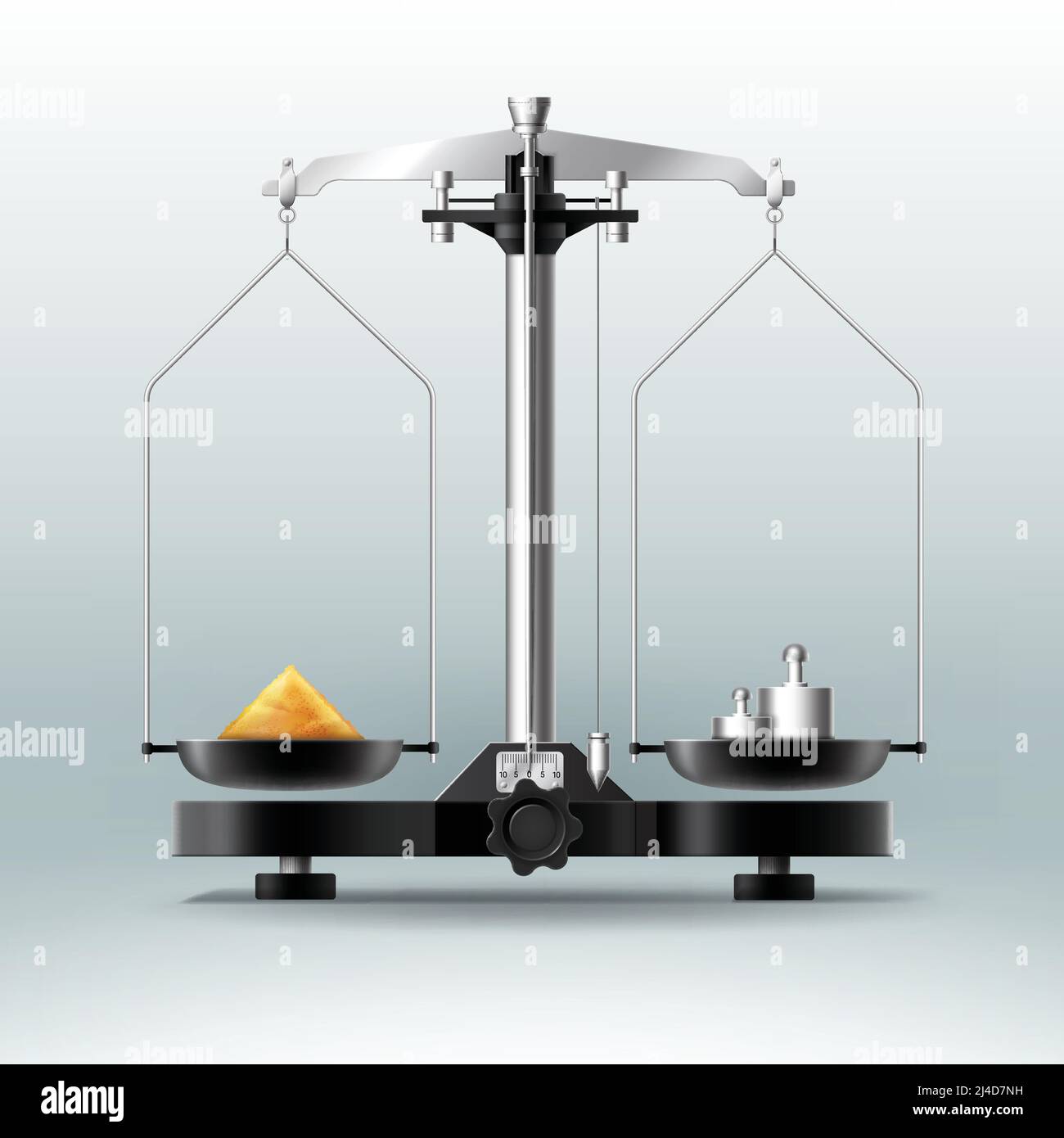 Vector laboratory balance with weights dumbbells and stuff, side view ...