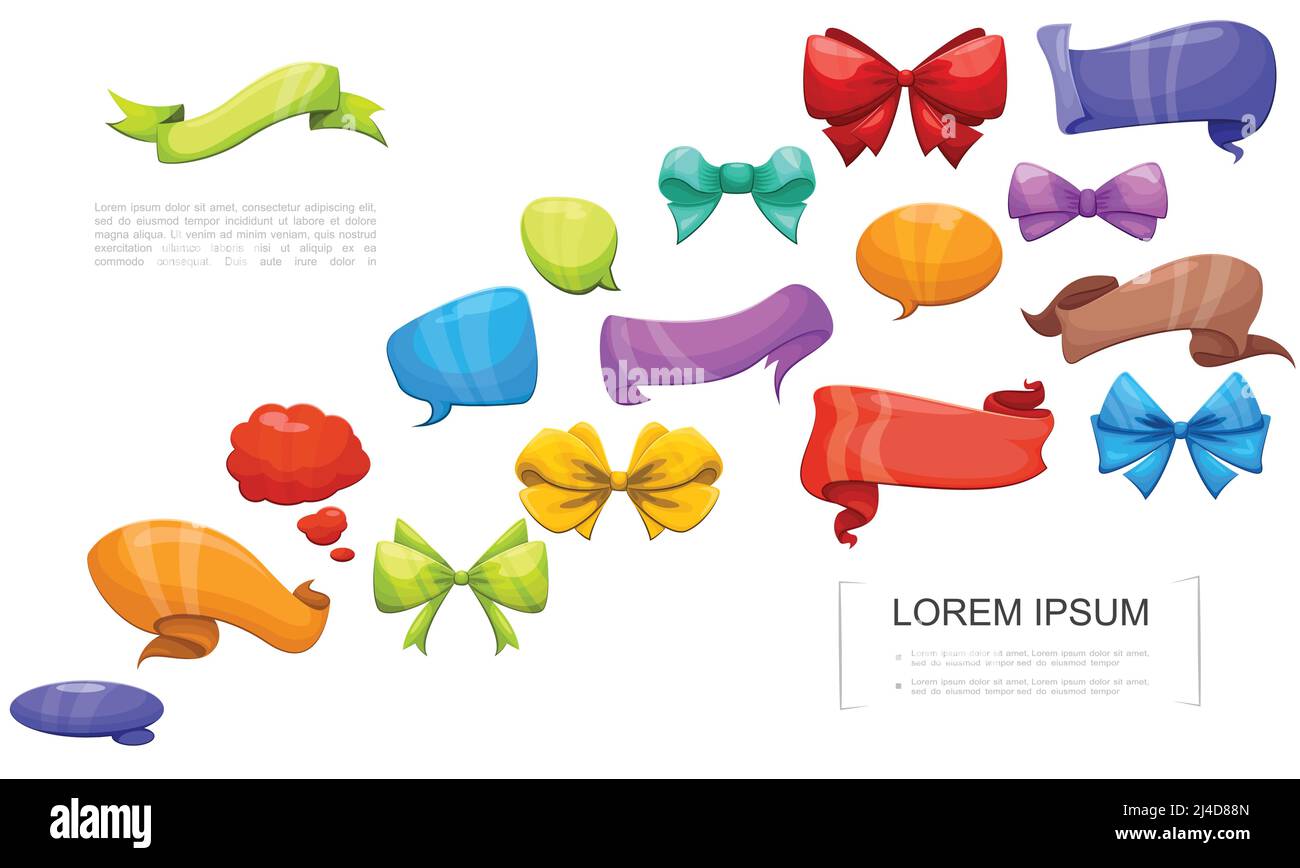 Cartoon decorative elements template with colorful blank elegant ...