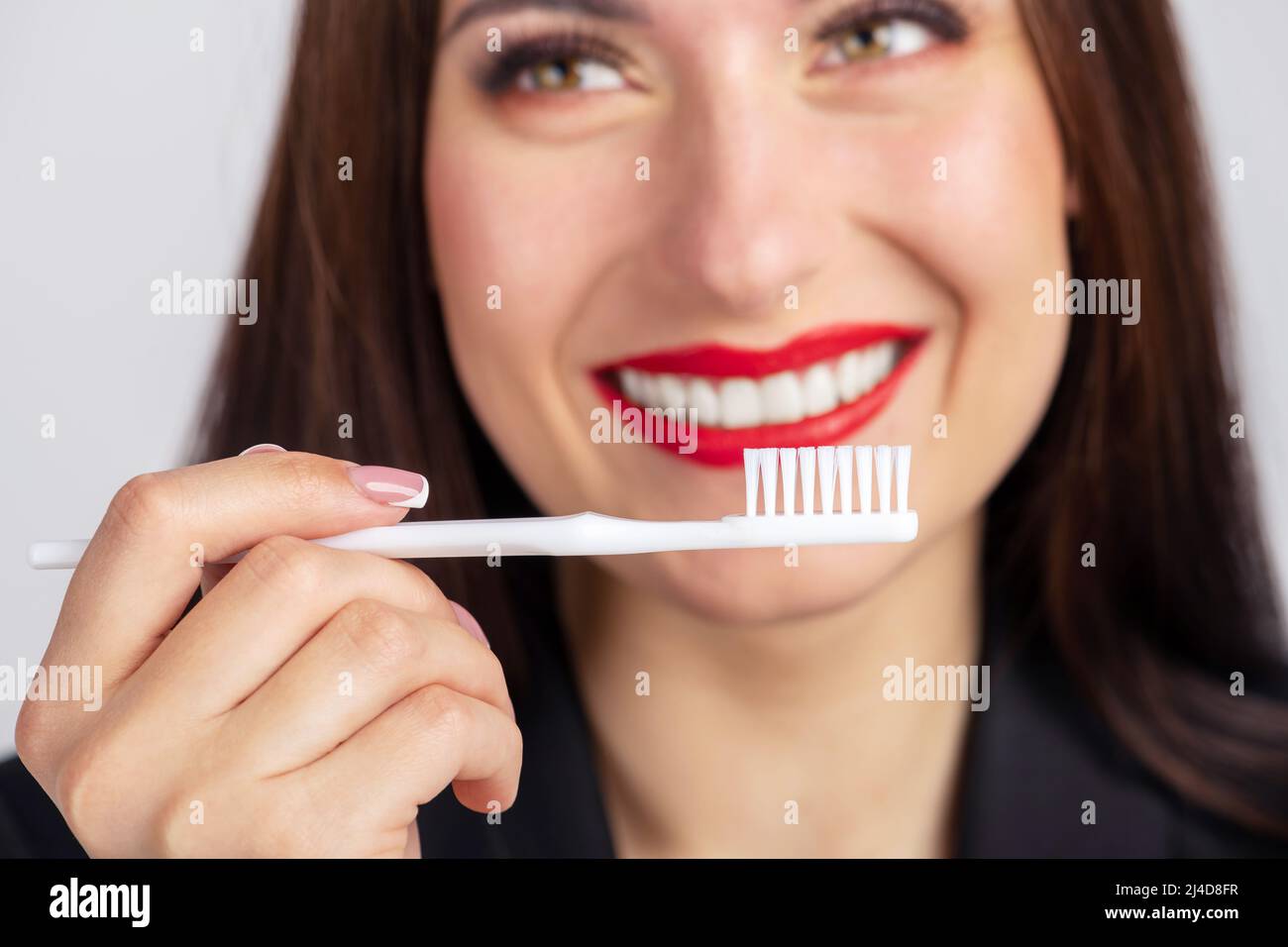 Smile teeth red lips lipstick dental hi-res stock photography and ...