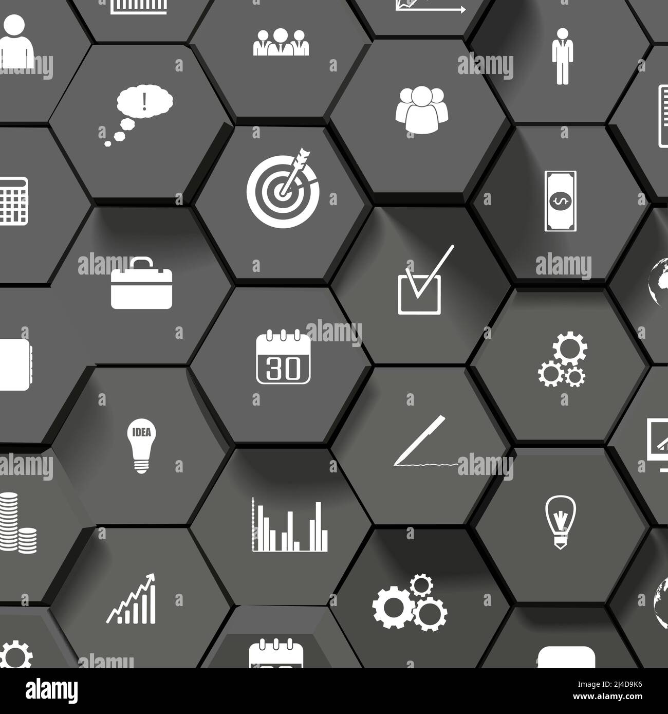 Black abstract web design background with business icons flat vector ...