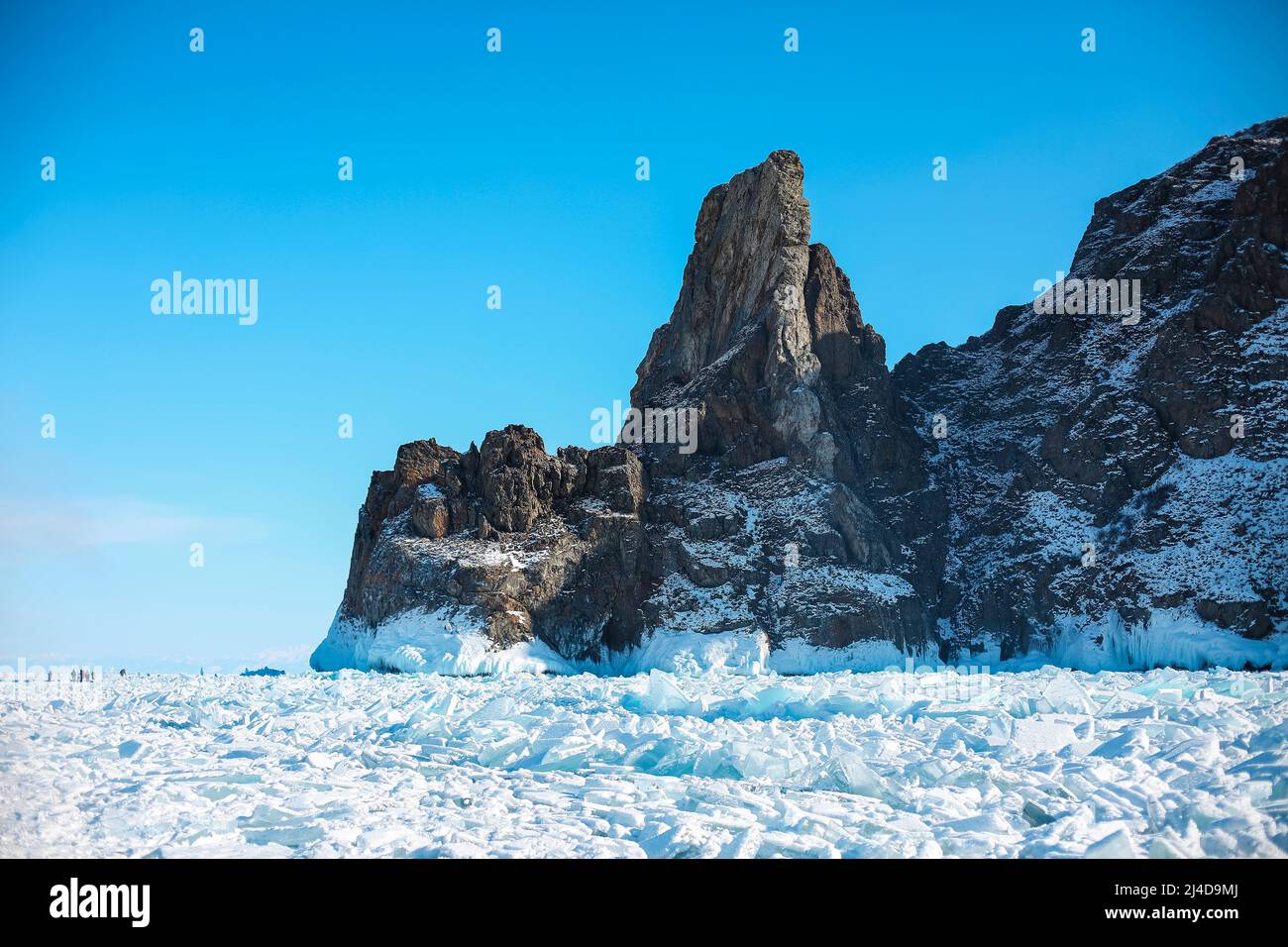 Sunny winter day at Baikal Lake. Landscape of Mountain at sunset with ...
