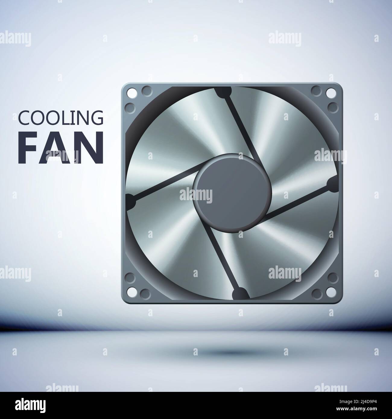 Computer ventilation system concept with realistic fan on gray ...