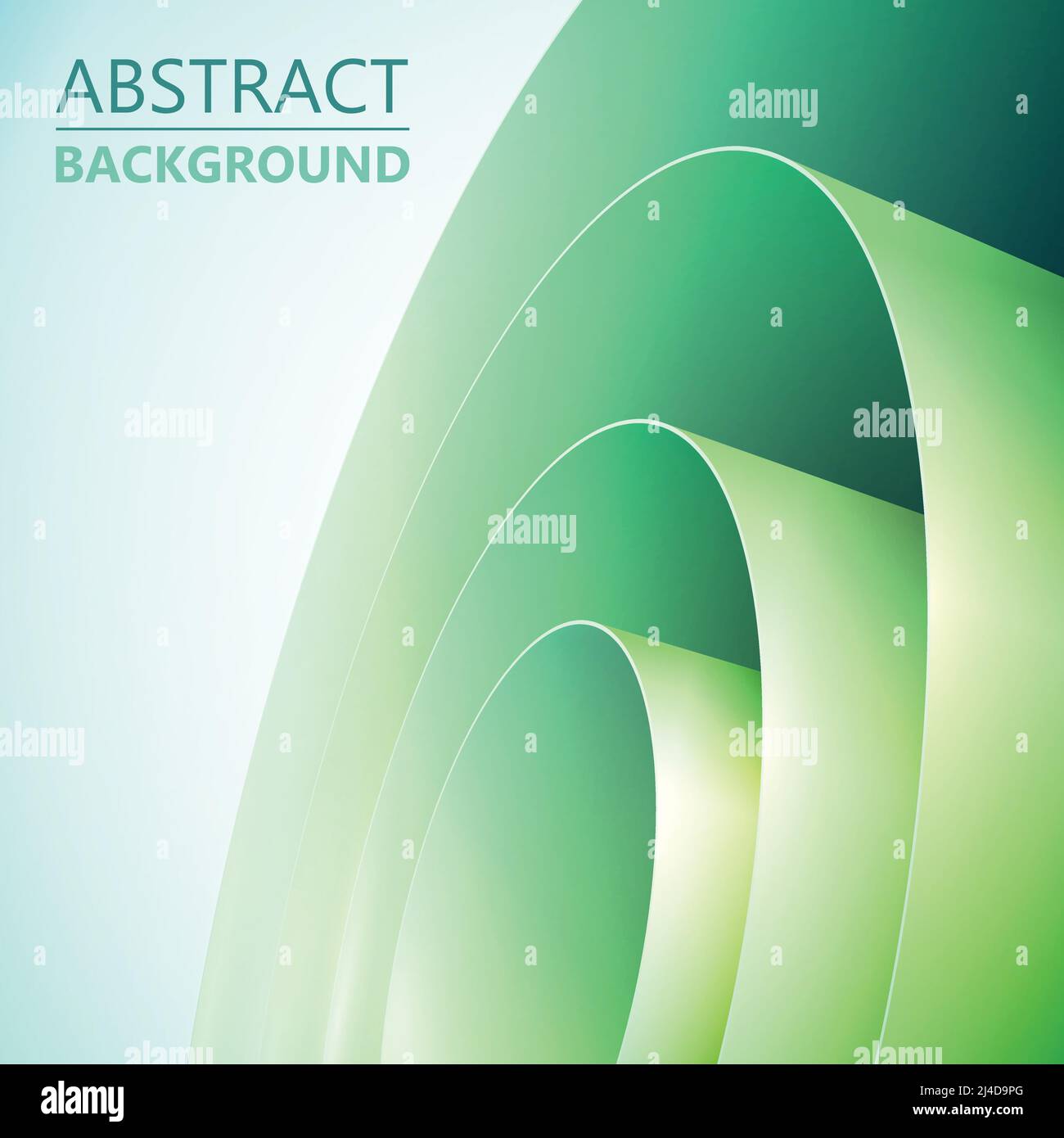 Abstract light clean background with green rolled wrapping paper coil ...