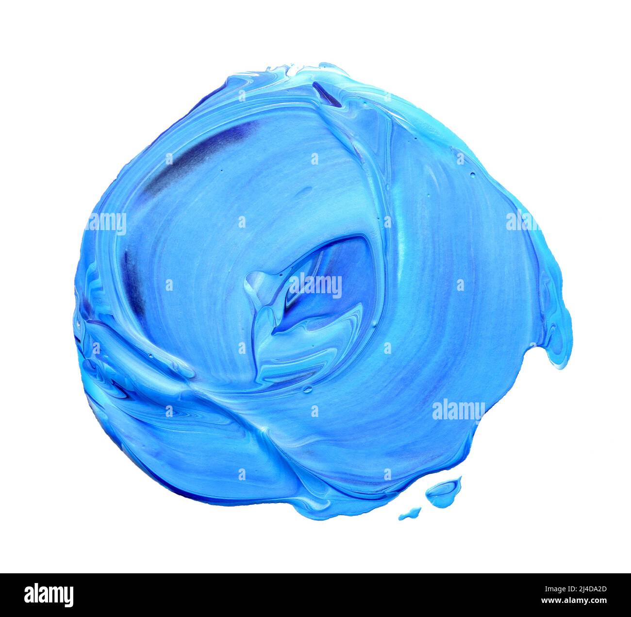 Abstract blue acrylic paint brush strokes as a background isolated on ...