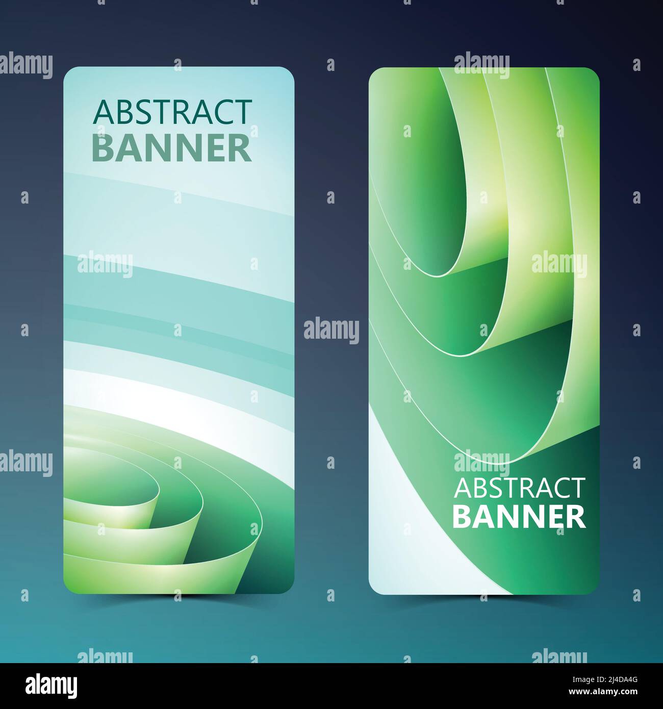Abstract vertical banners with green wrapping rolled paper coil in ...