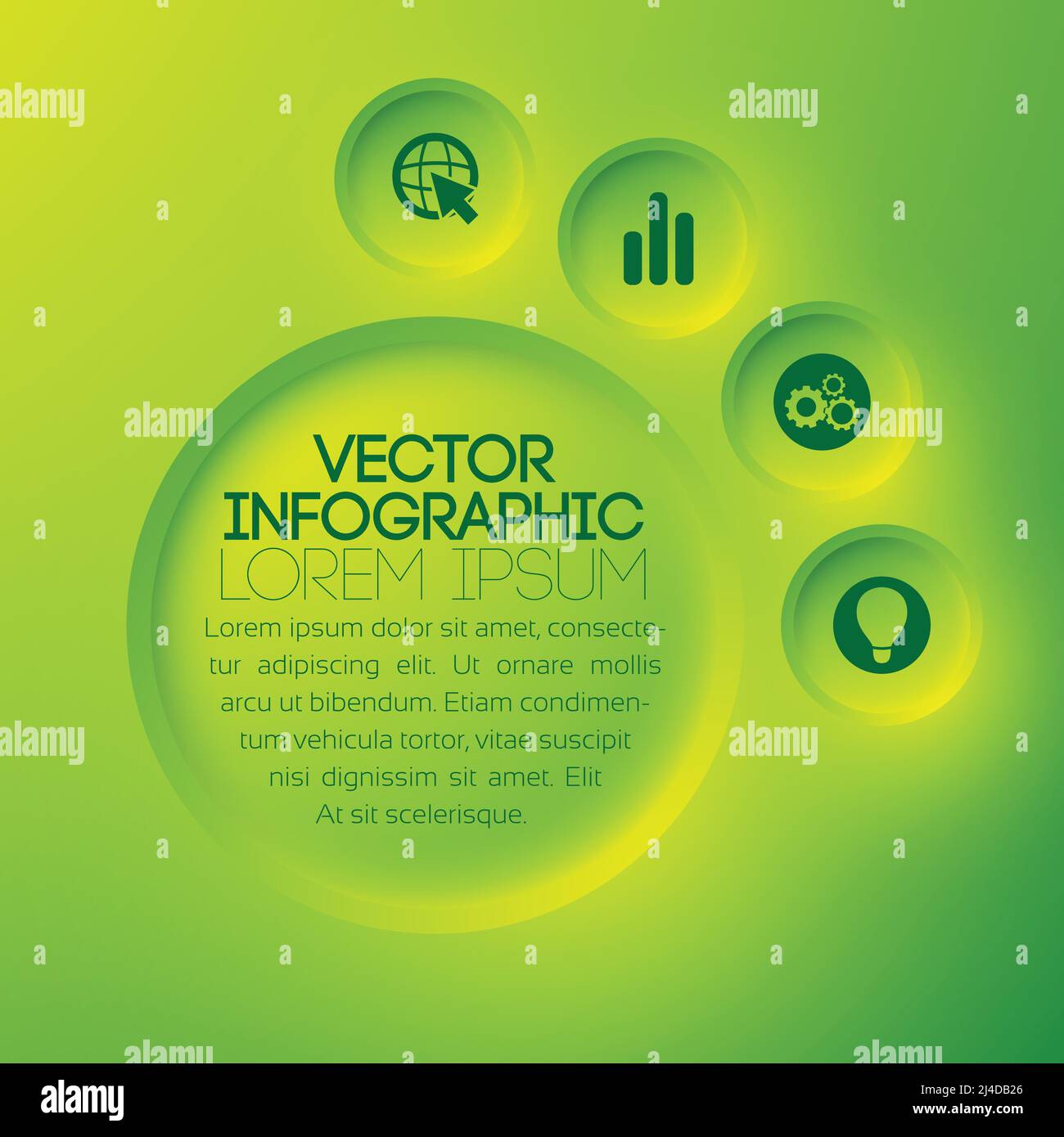 Business abstract infographic template with text green round buttons ...