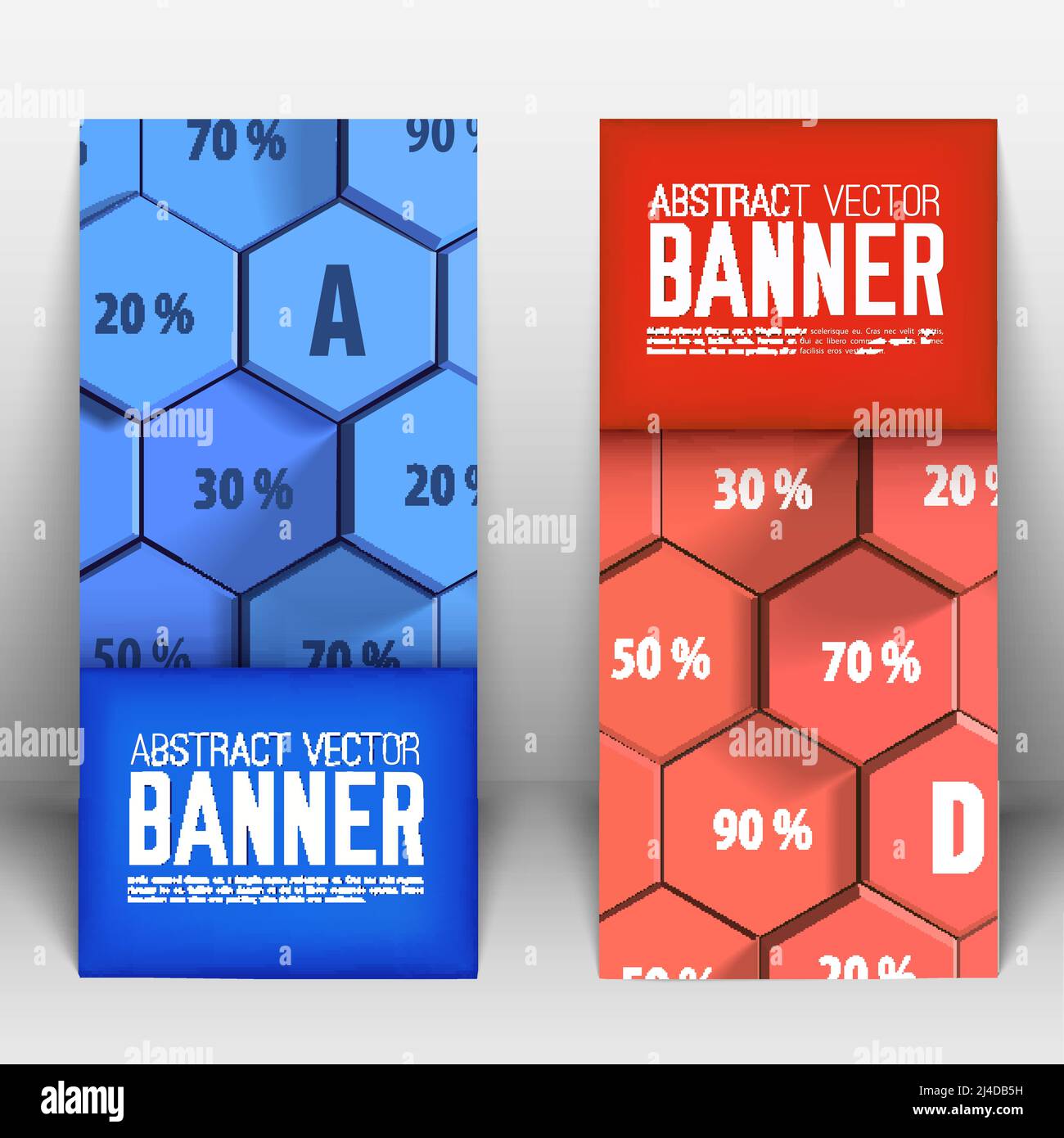 Business abstract geometric vertical banners with blue and red 3d ...