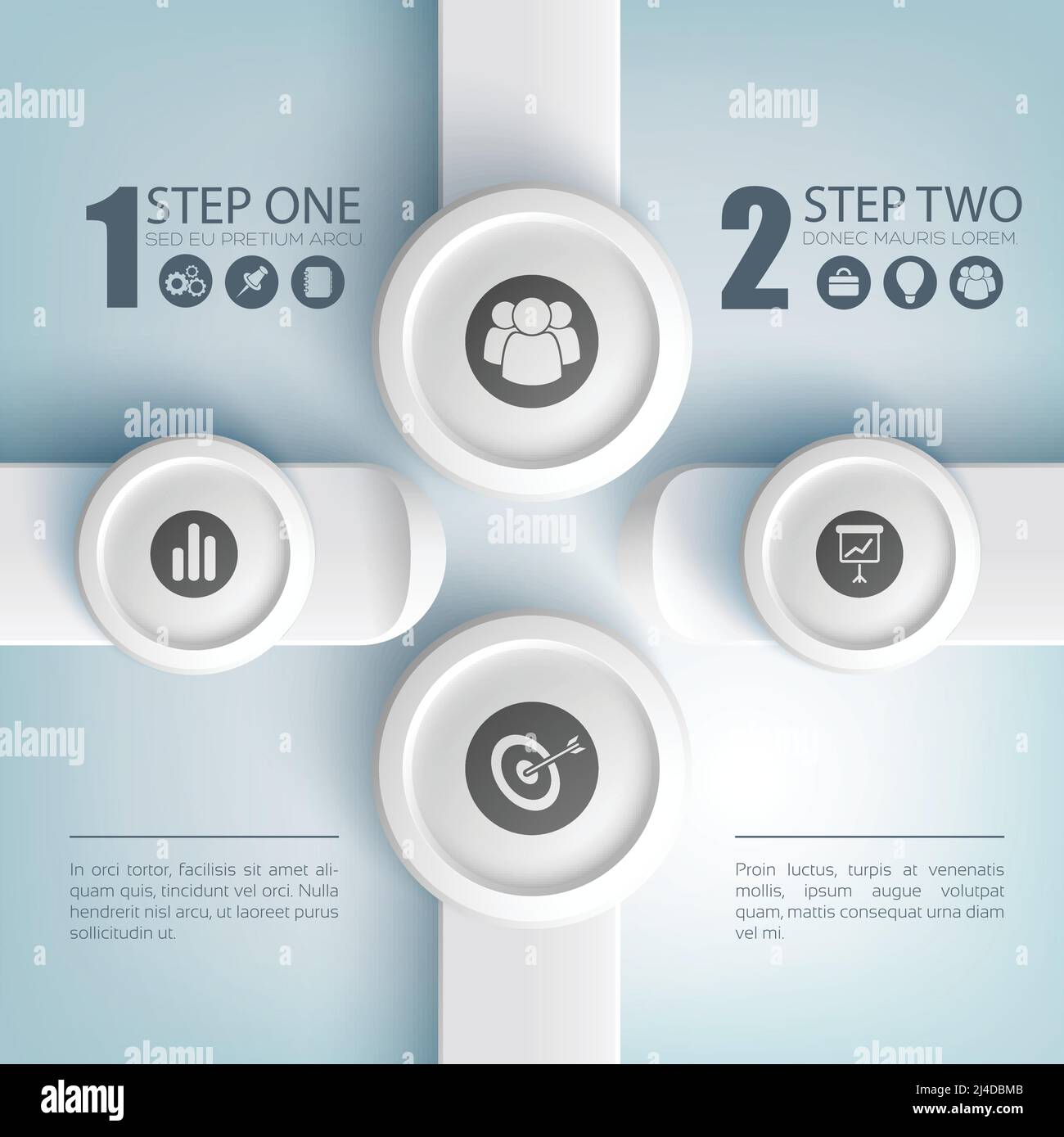 Abstract business infographic concept with text two options icons on ...