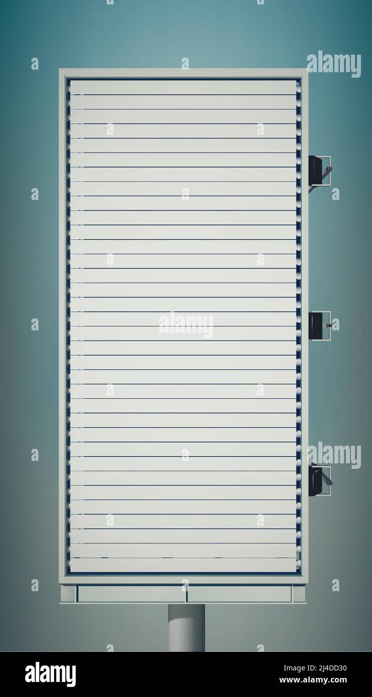 Back view blank vertical billboard on column for advertisement and ...