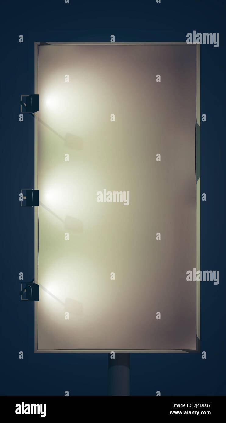 Blank vertical billboard on column for commercial advertisement and ...