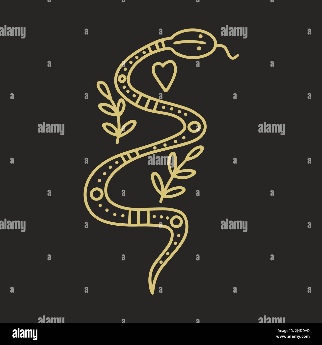 Magic snake with decoration elements and symbols vector illustration ...