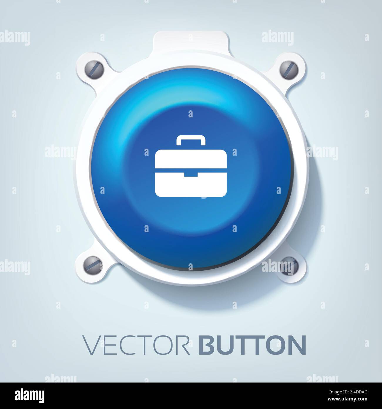 Web interface design concept with briefcase icon blue round button ...