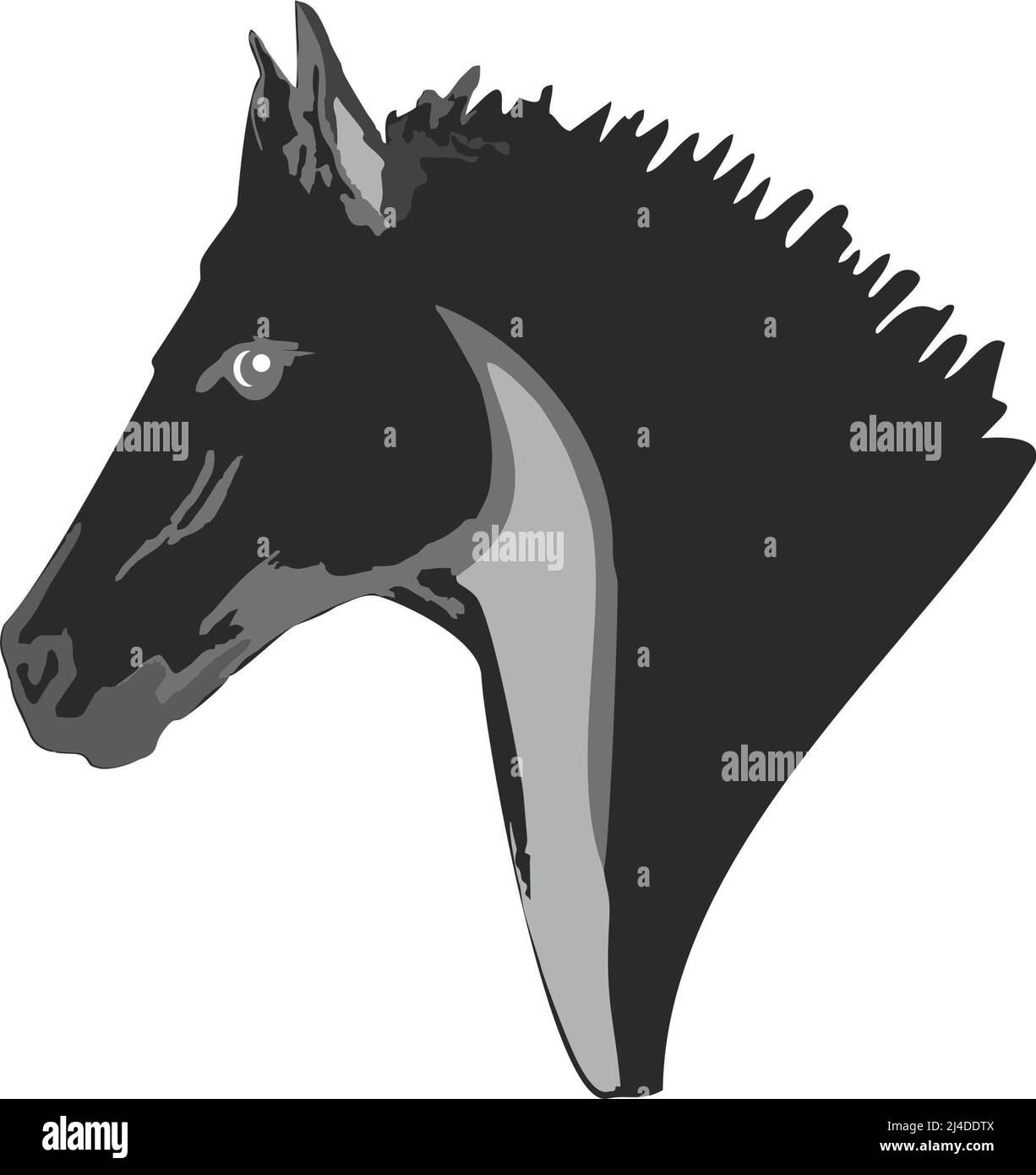 Black horse head symbol on white for emblems or fabric products ...