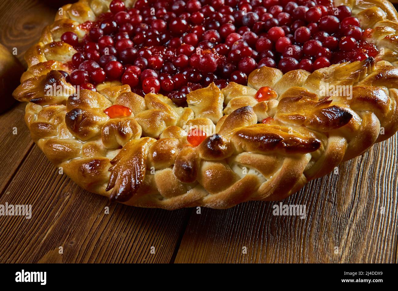 scandinavian pie with cranberries, Homemade traditional pastries Stock ...