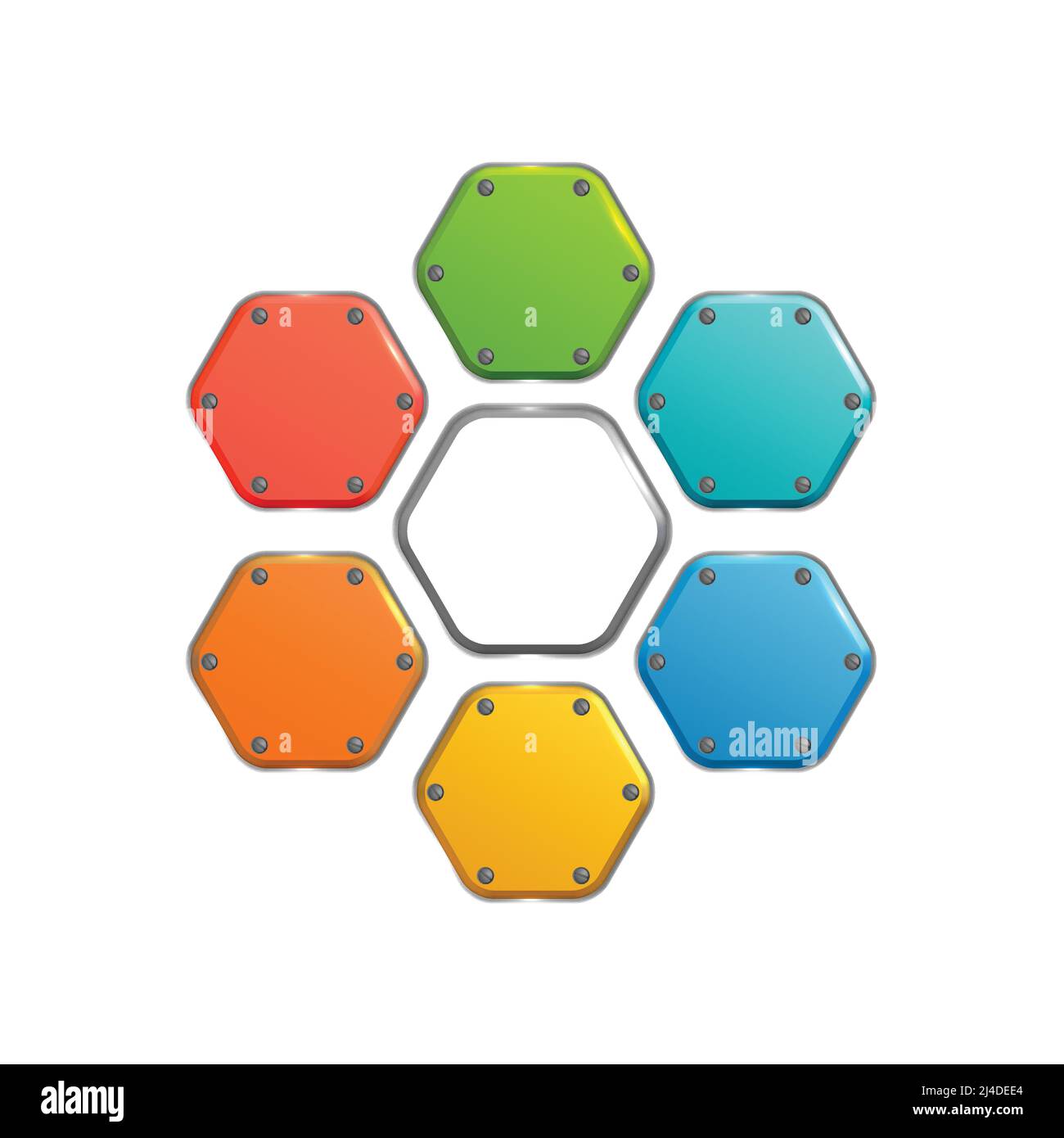Business abstract web elements collection with colorful metal hexagonal ...
