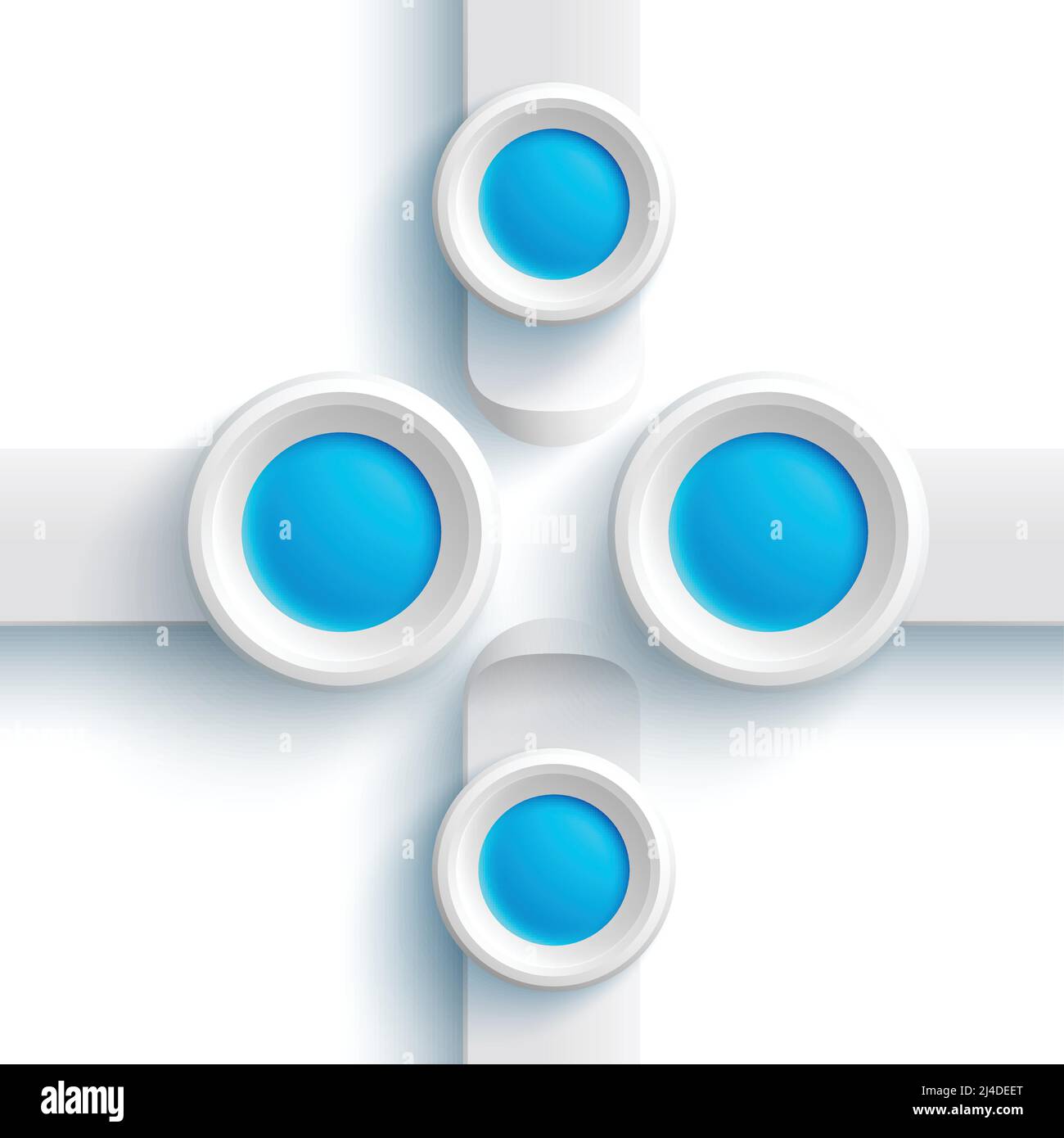 Abstract web design elements with gray banners and blue round buttons on white background ...
