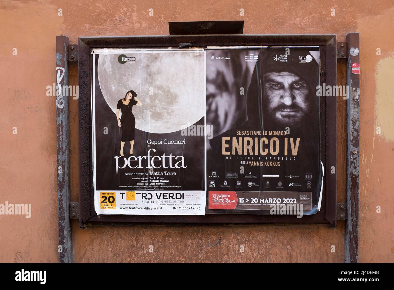 Theatre Advertising Poster on Street Hoarding Florence Italy Stock ...