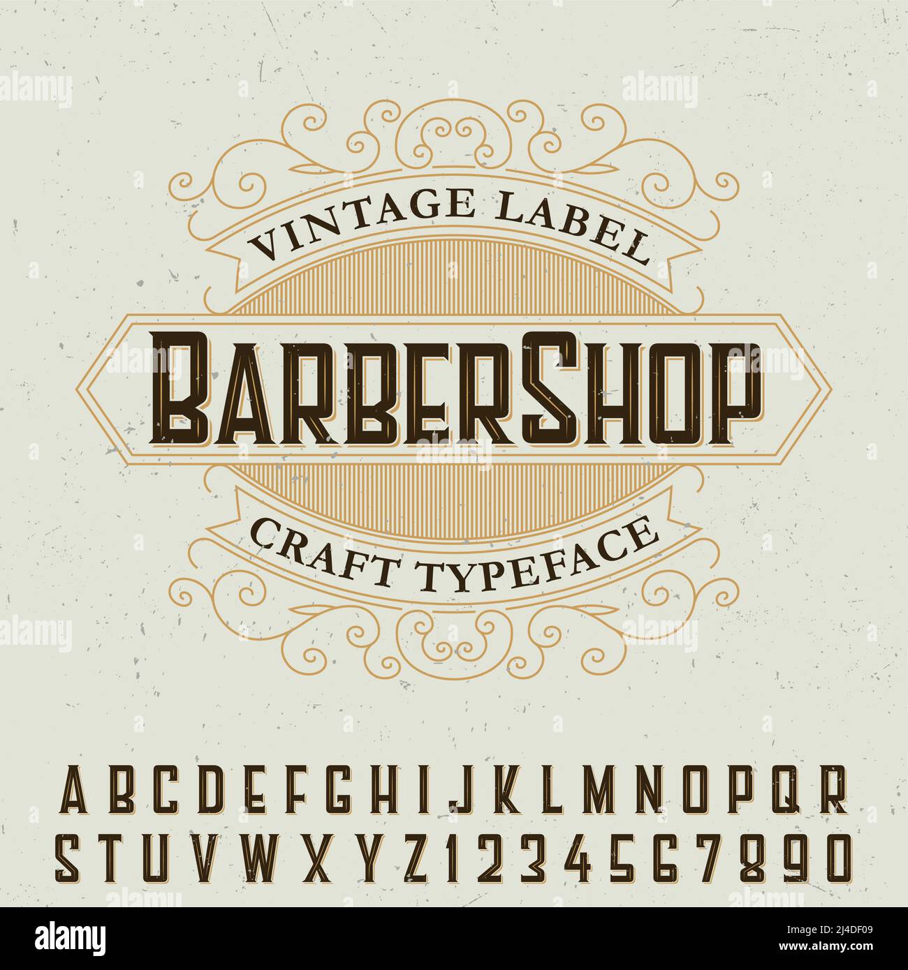 Barber Shop label font poster with sample label design vector ...