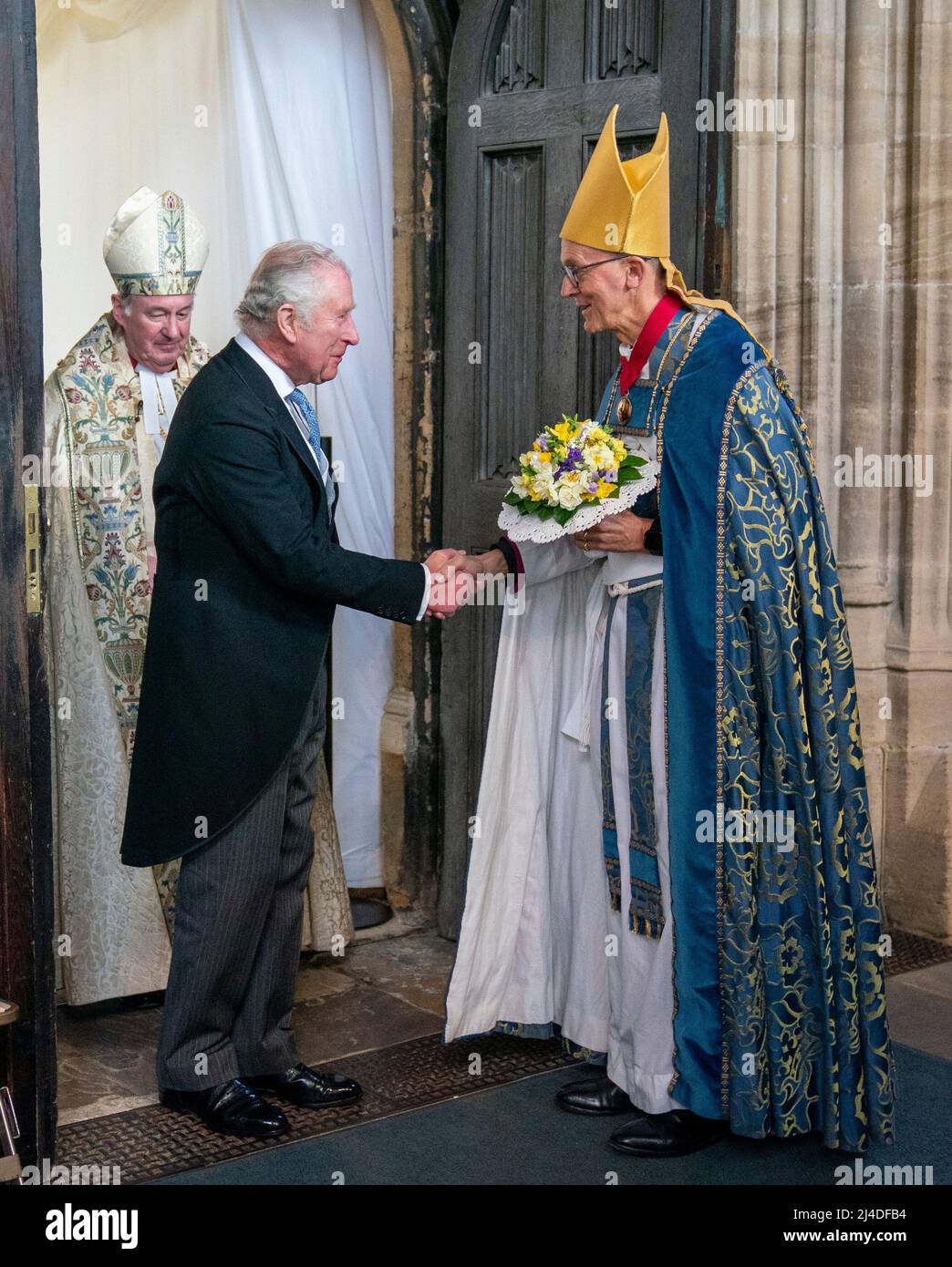 The Prince of Wales is greeted by the Dean of Windsor David Conner ...