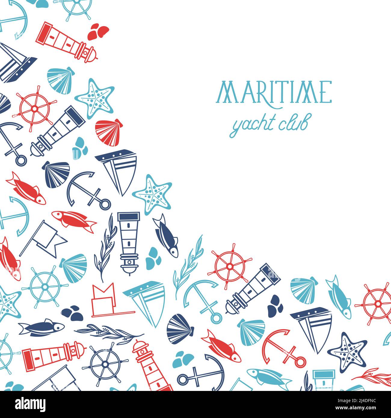 Vintage maritime light template with inscription and hand drawn marine ...