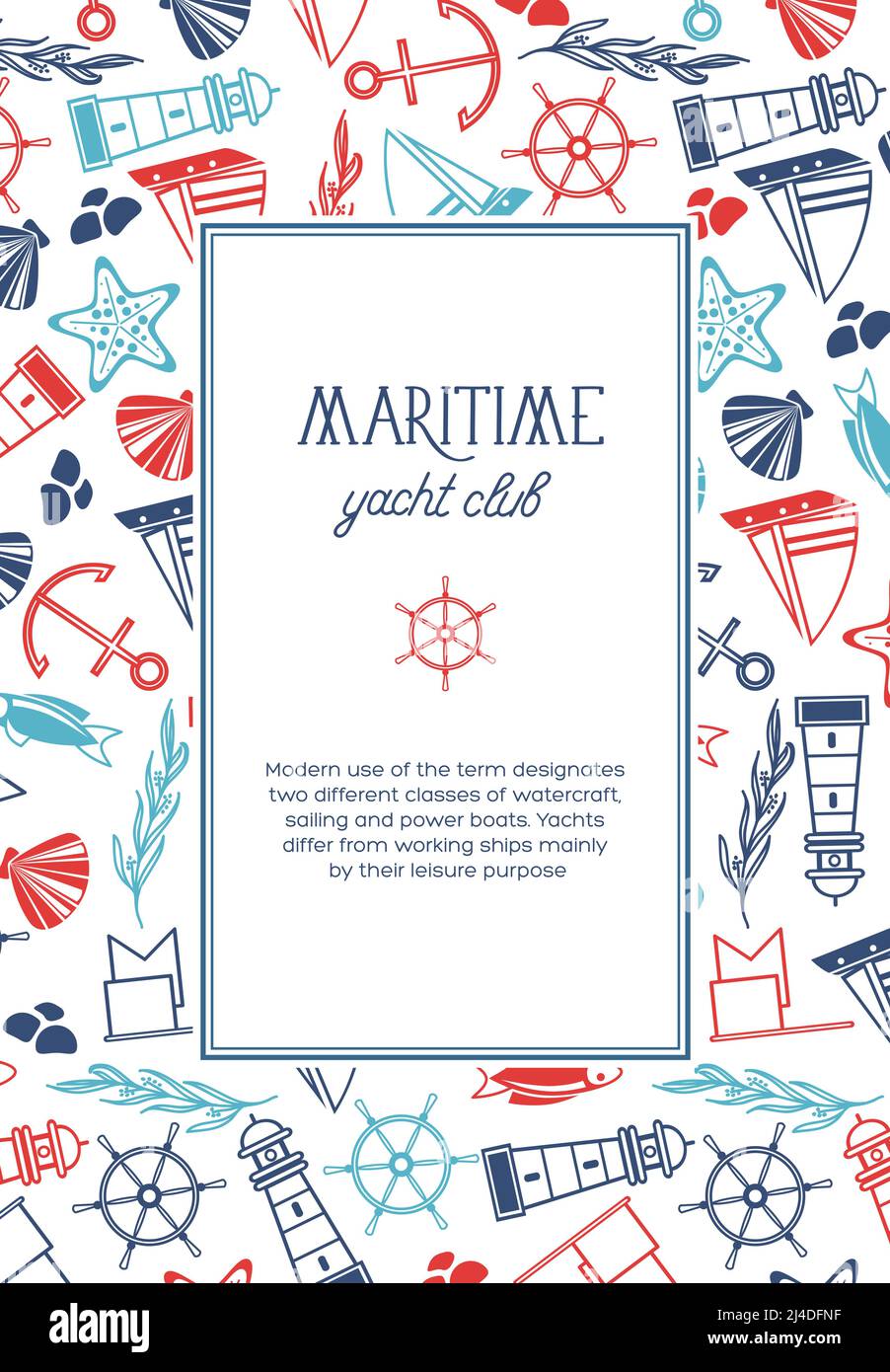 Vintage nautical light poster with text in rectangular frame and hand ...