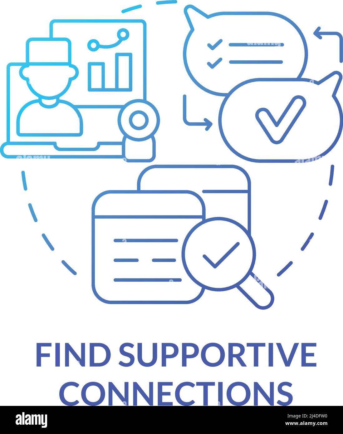 Find supportive connections blue gradient concept icon Stock Vector ...