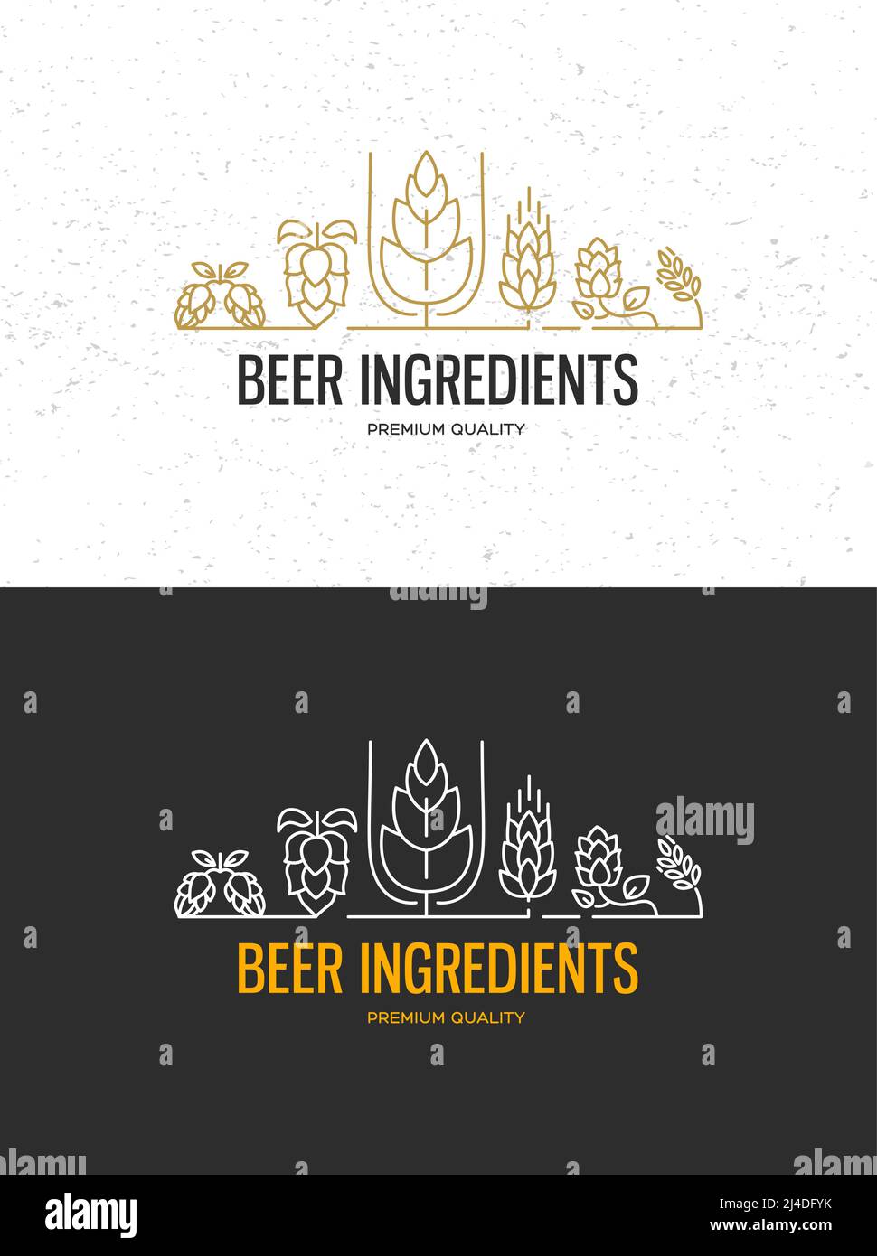 Brewery beer house labels with logos of craft beer, emblems for beer ...