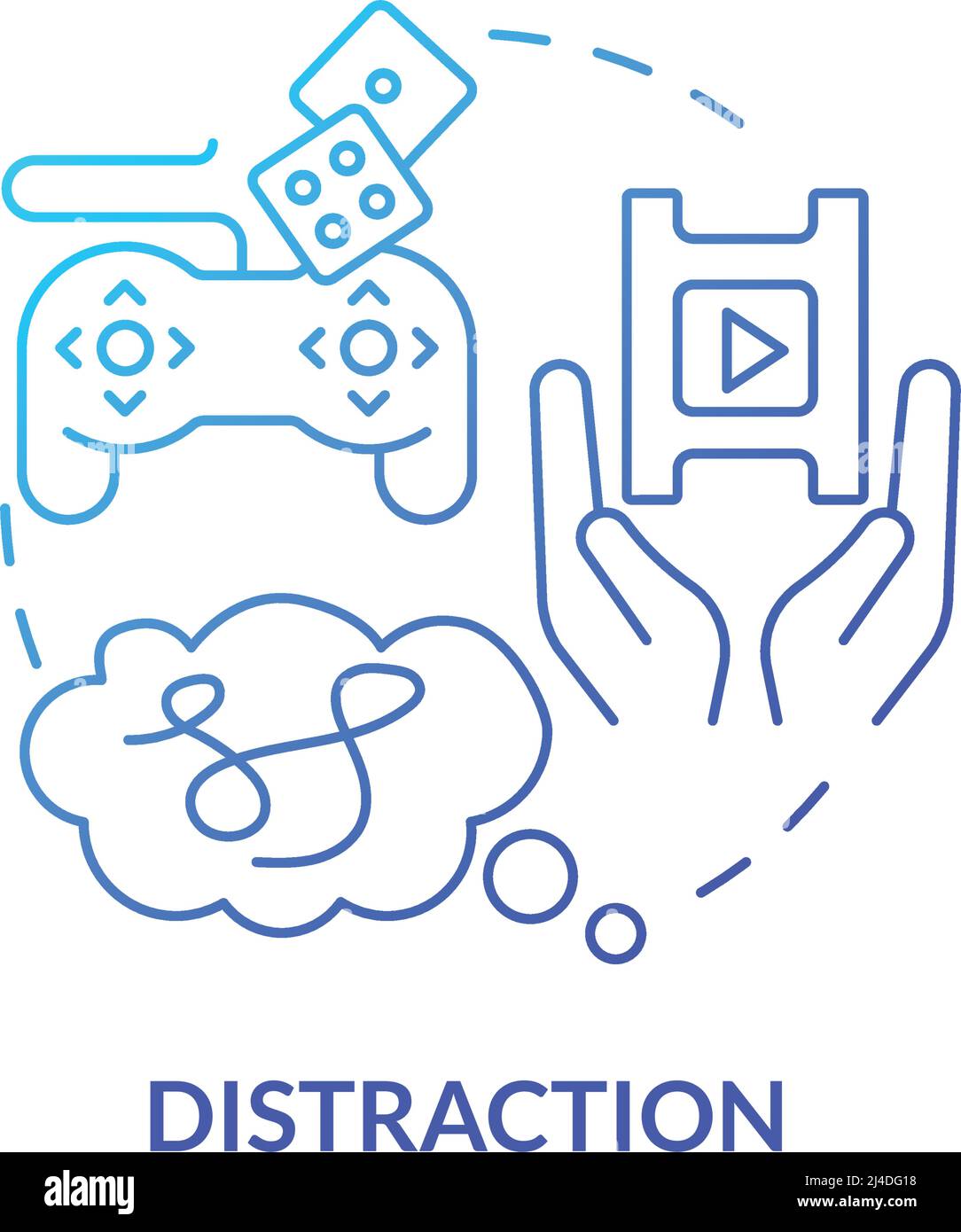 Distraction blue gradient concept icon Stock Vector Image & Art - Alamy