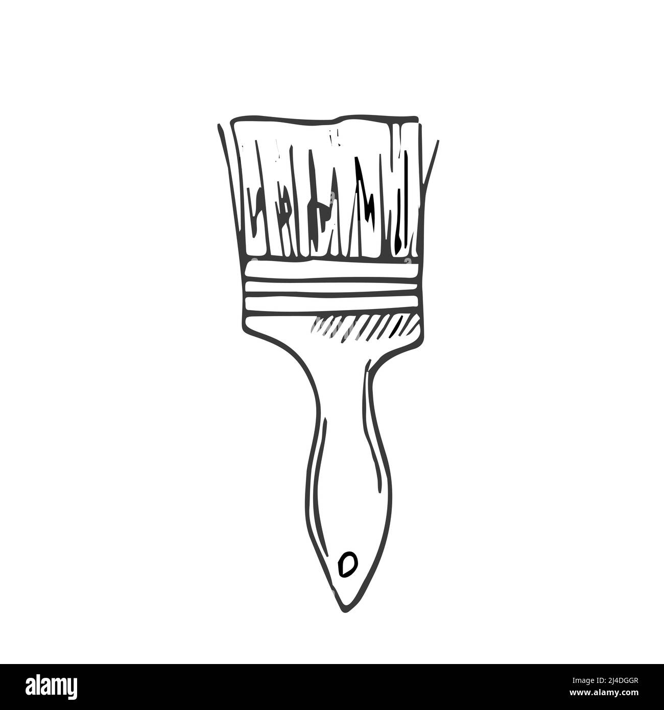 Hand drawn paintbrush isolated on a white background. Doodle, simple ...