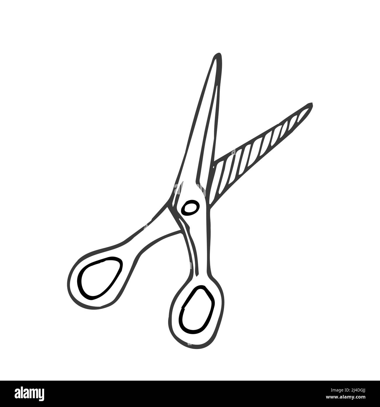 doodle hand-drawn scissors open school black and white doodle style ...