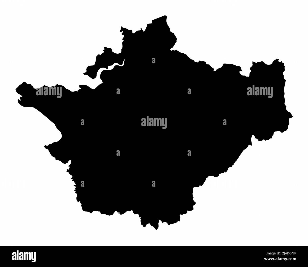 Cheshire county, silhouette map isolated on white background, England ...