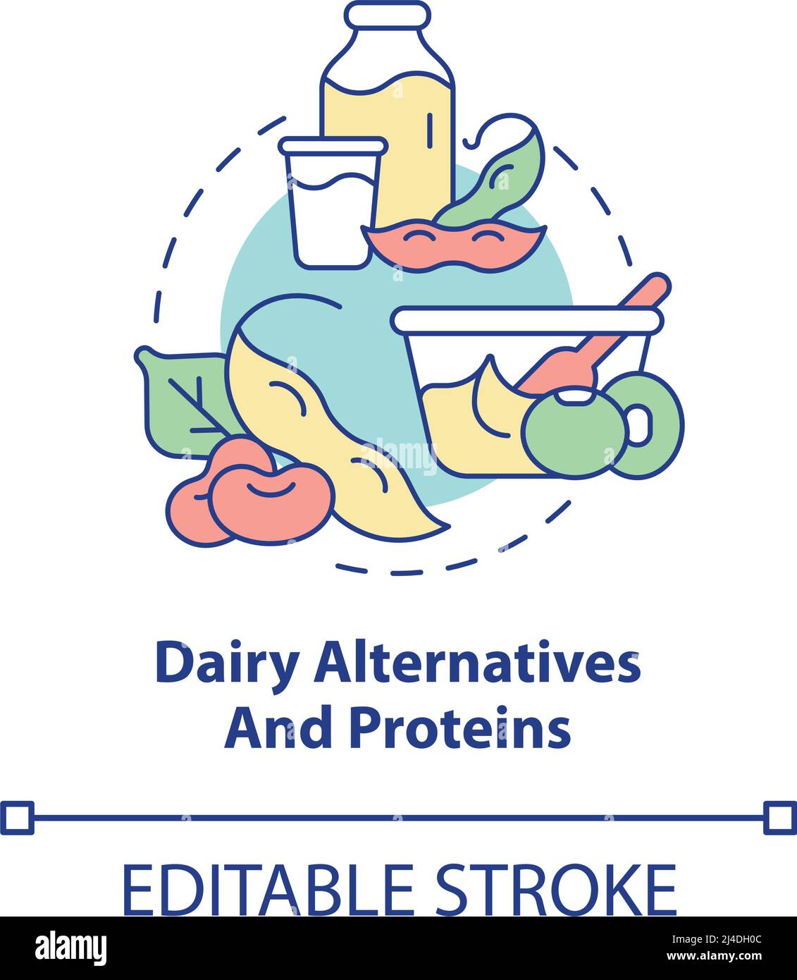 Dairy alternatives and proteins concept icon Stock Vector Image & Art ...