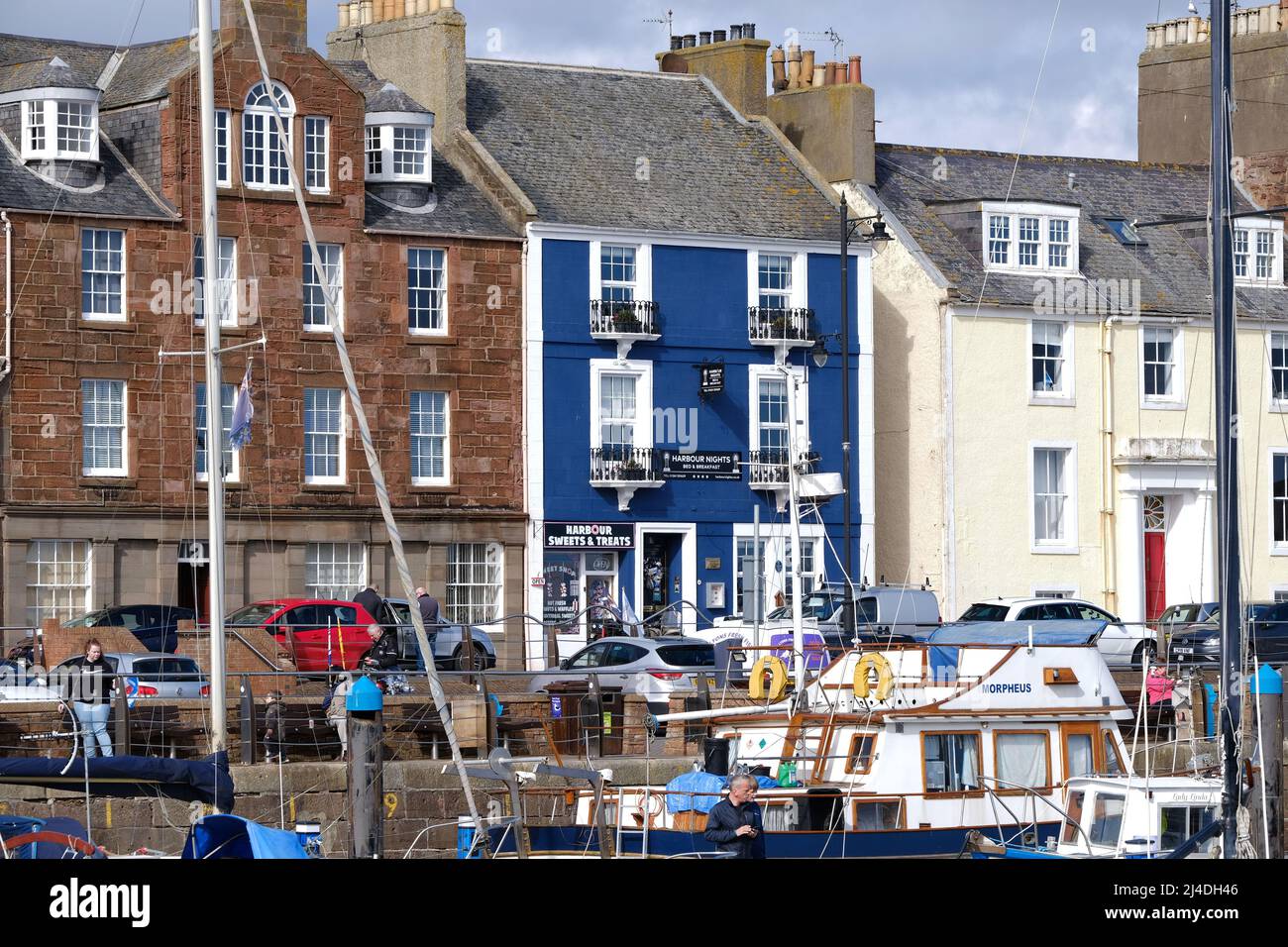 Arbroath Harbour in Angus Scotland, an active fishing harbour as well ...