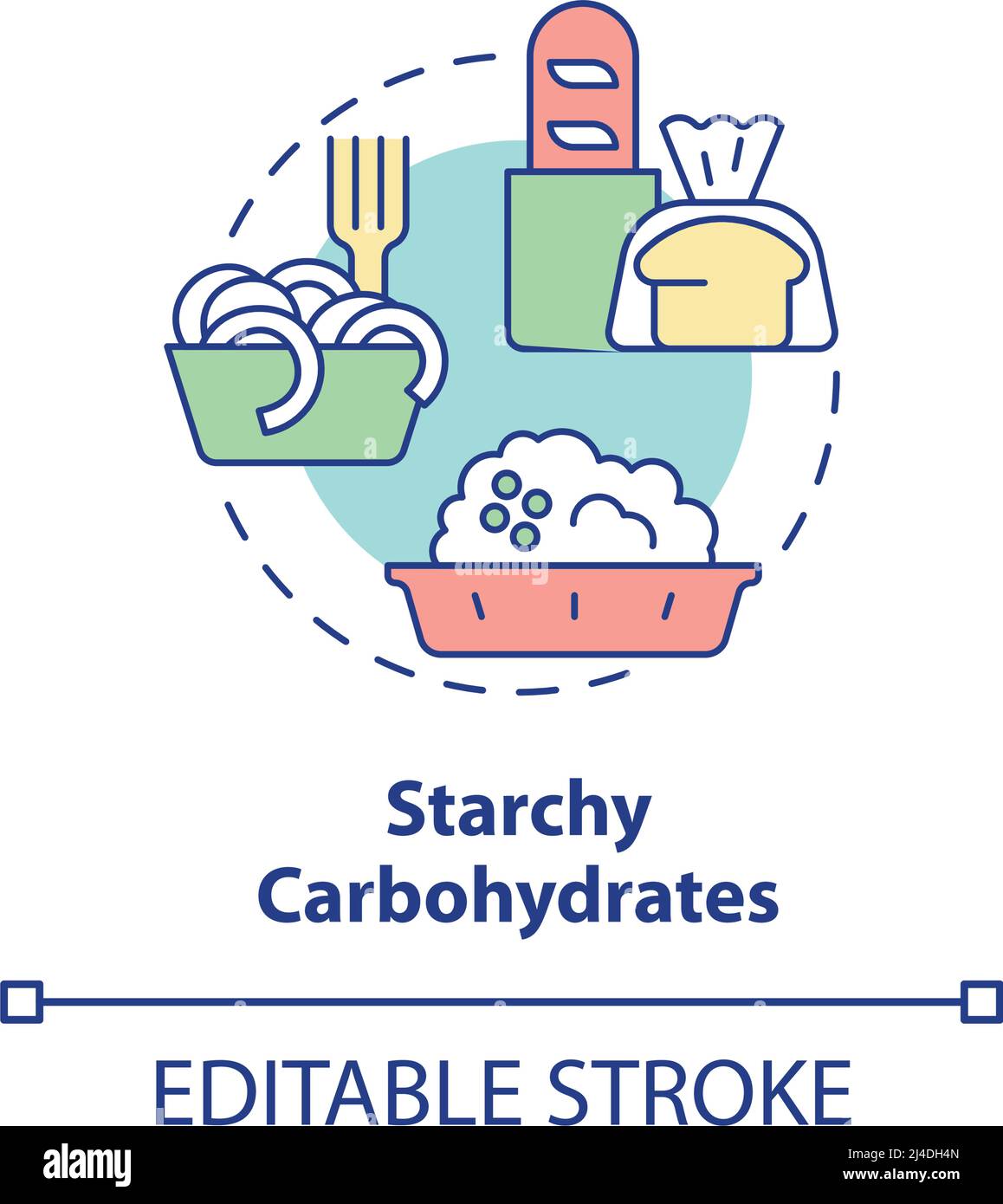 Starchy carbohydrates concept icon Stock Vector Image & Art - Alamy