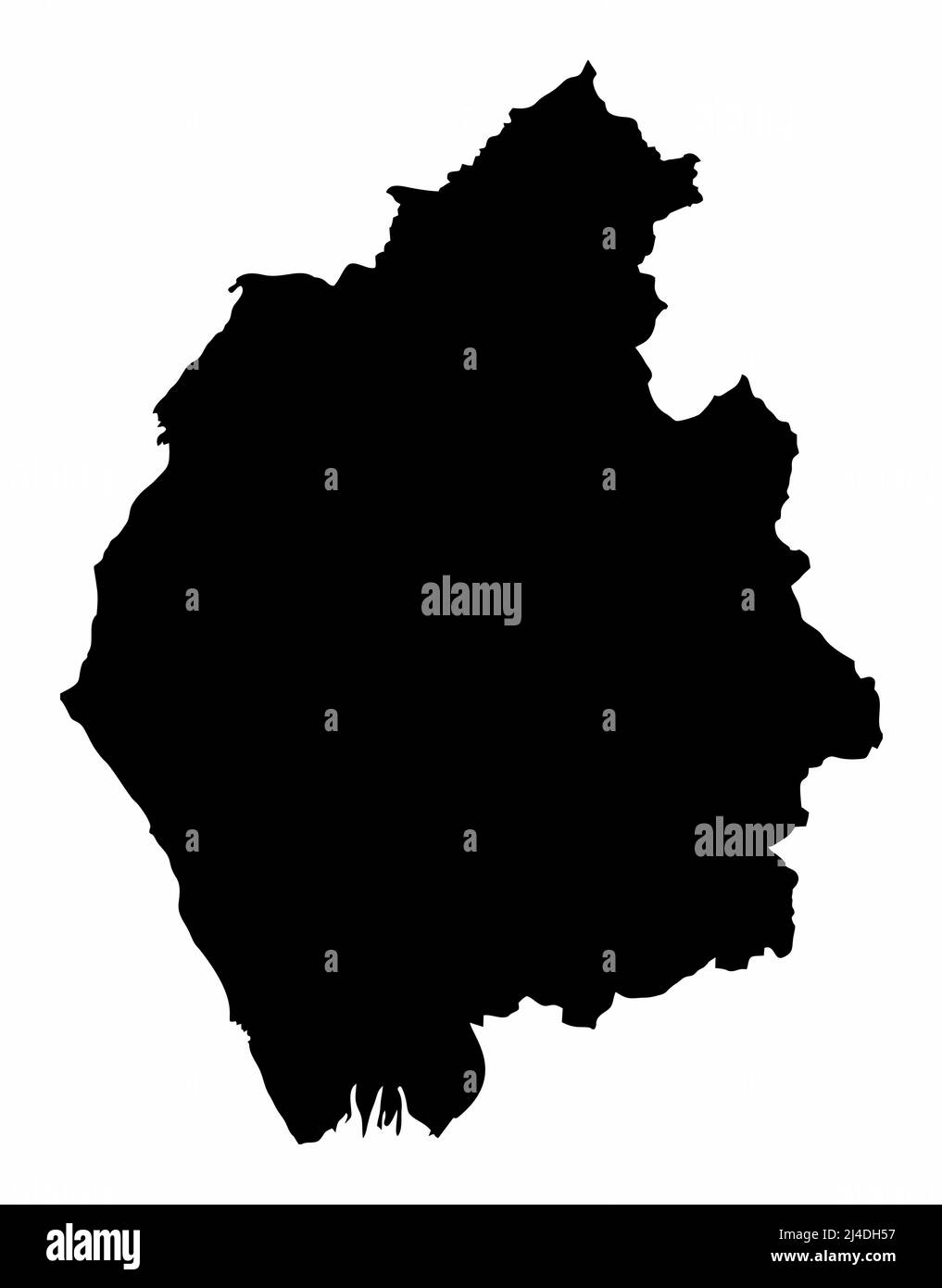 Cumbria county, silhouette map isolated on white background, England ...
