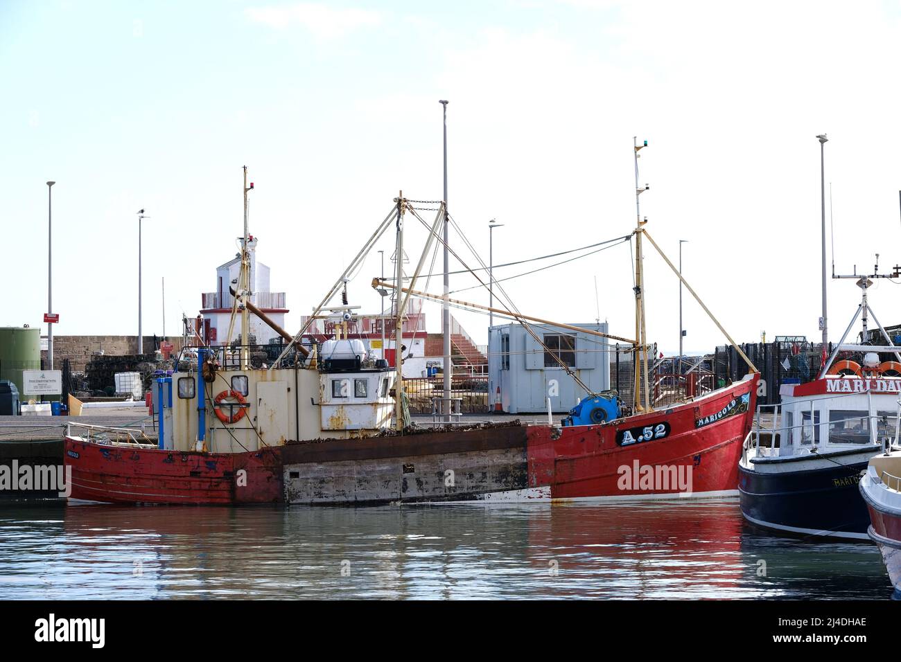 Arbroath Harbour in Angus Scotland, an active fishing harbour as well ...