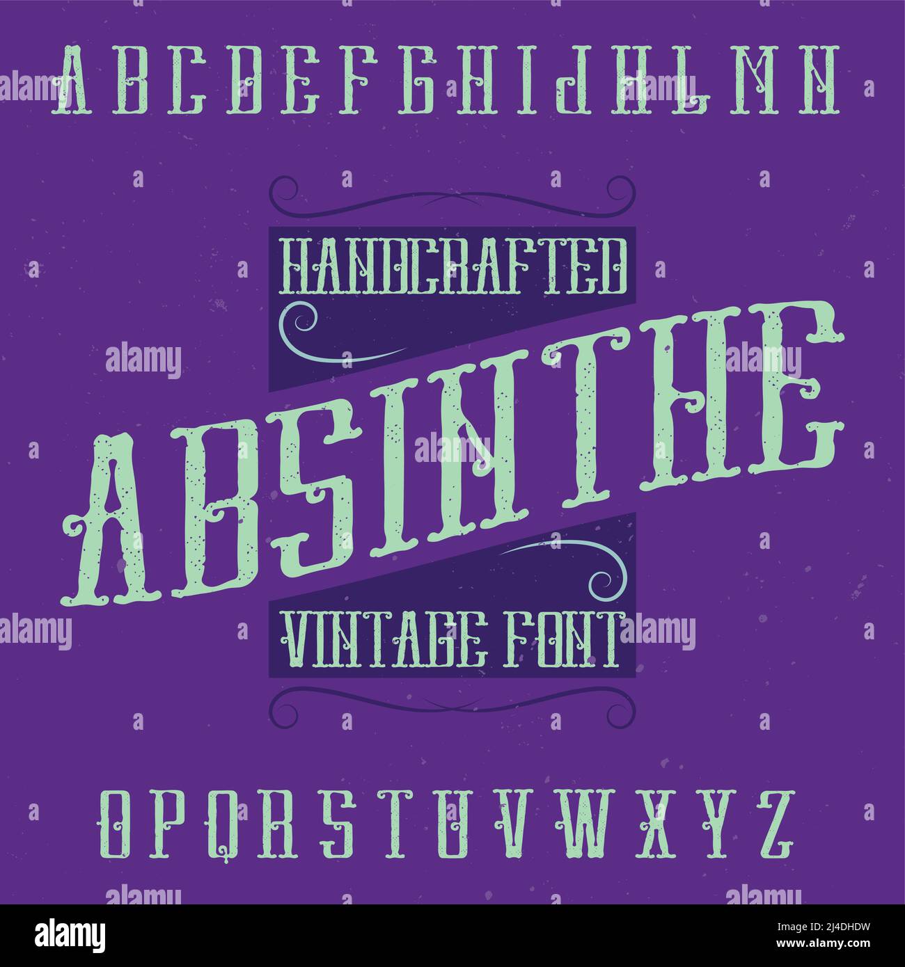 Absinthe label font and sample label design with decoration ...